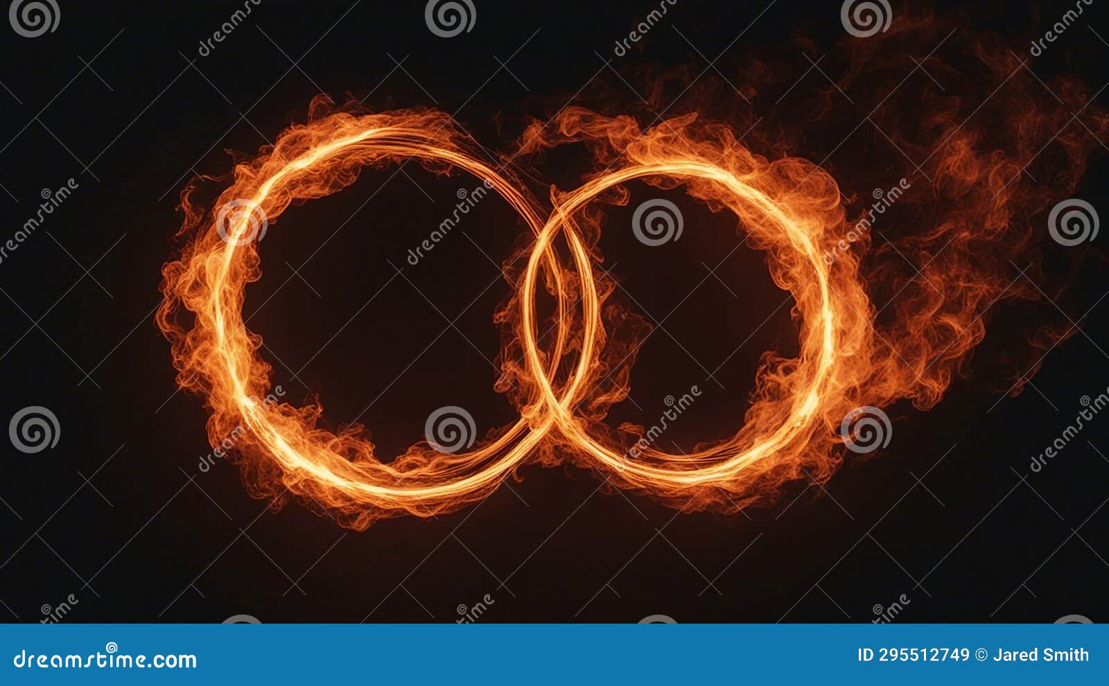 Fiery Symbol a Fire Hoop Spinning in the Darkness, Creating a ...