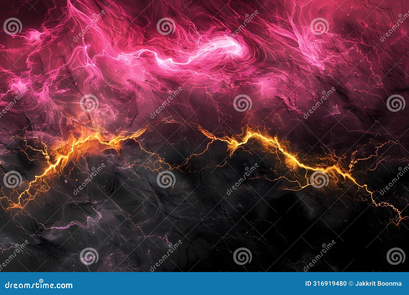 Fiery Thunderbolt Lightning on Dark Background, Generative AI ...