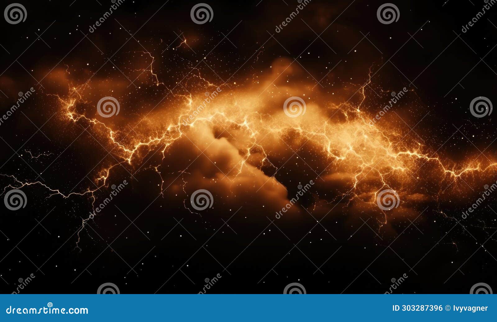 Fiery Thunderstorm Over the Sea. Thunderstorm and Lightning in the ...
