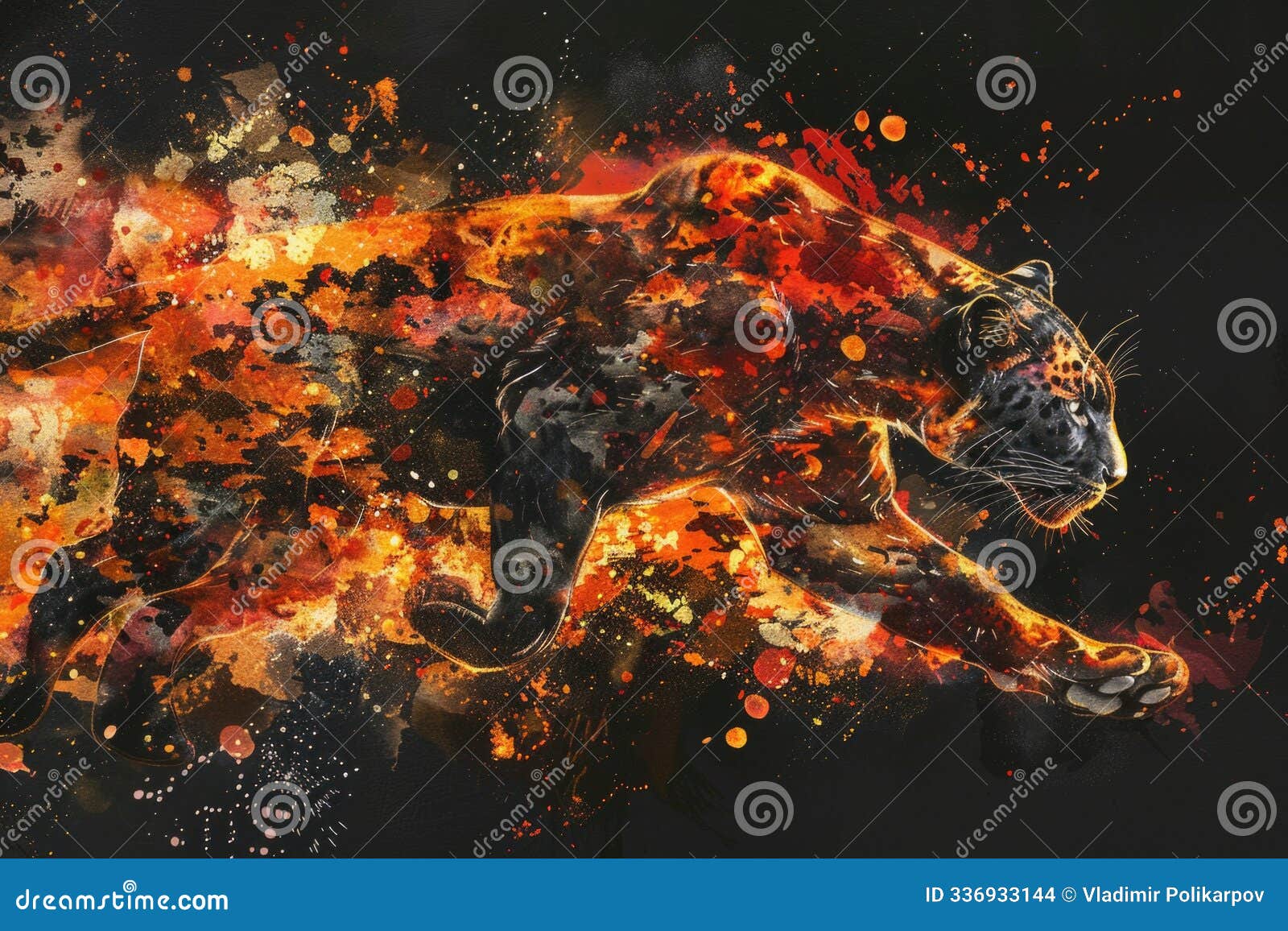 A Fiery Tiger Surrounded by Intense Flames on a Dark, Mysterious ...