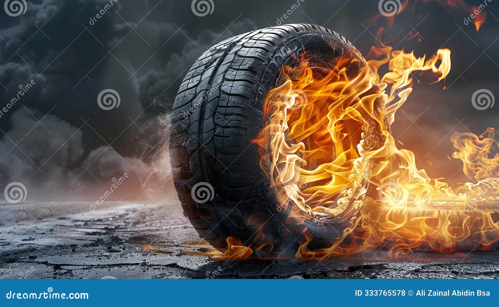 Fiery Tire stock illustration. Illustration of intense - 333765578