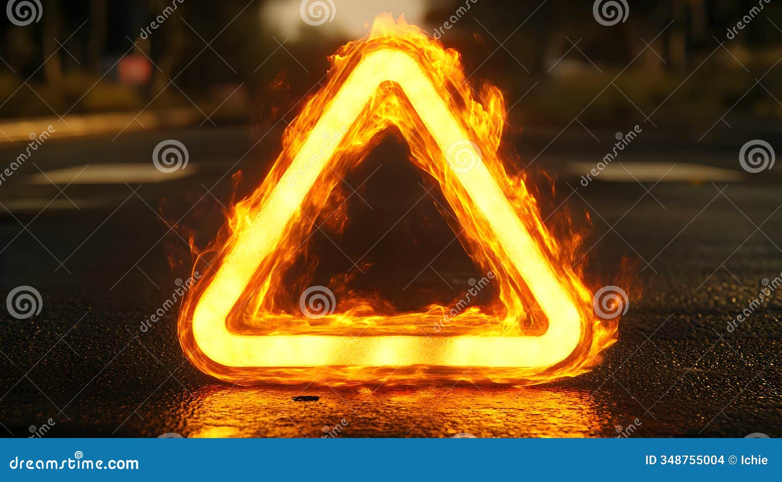 Fiery Triangle 3D Illustration Stock Illustration - Illustration of glowing, dramatic: 348755004