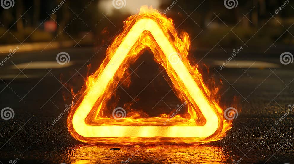 Fiery Triangle 3D Illustration Stock Illustration - Illustration of ...