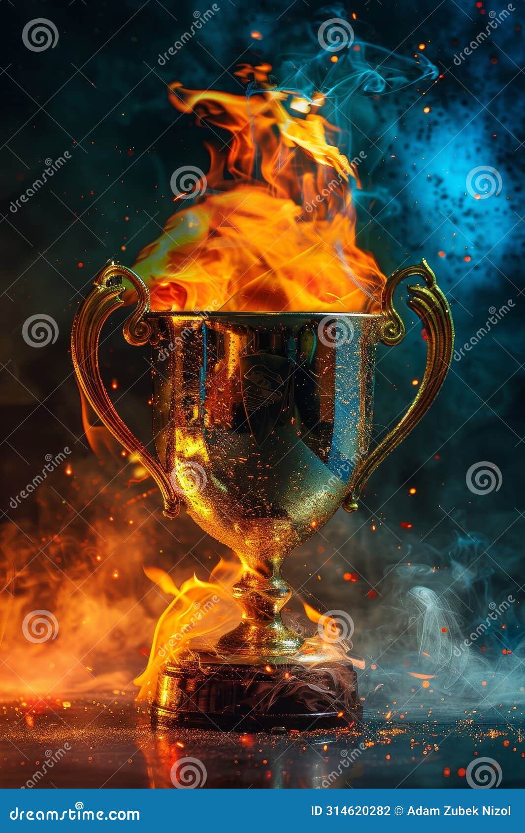 Fiery Trophy in a Mystical Blaze Stock Illustration - Illustration of ...