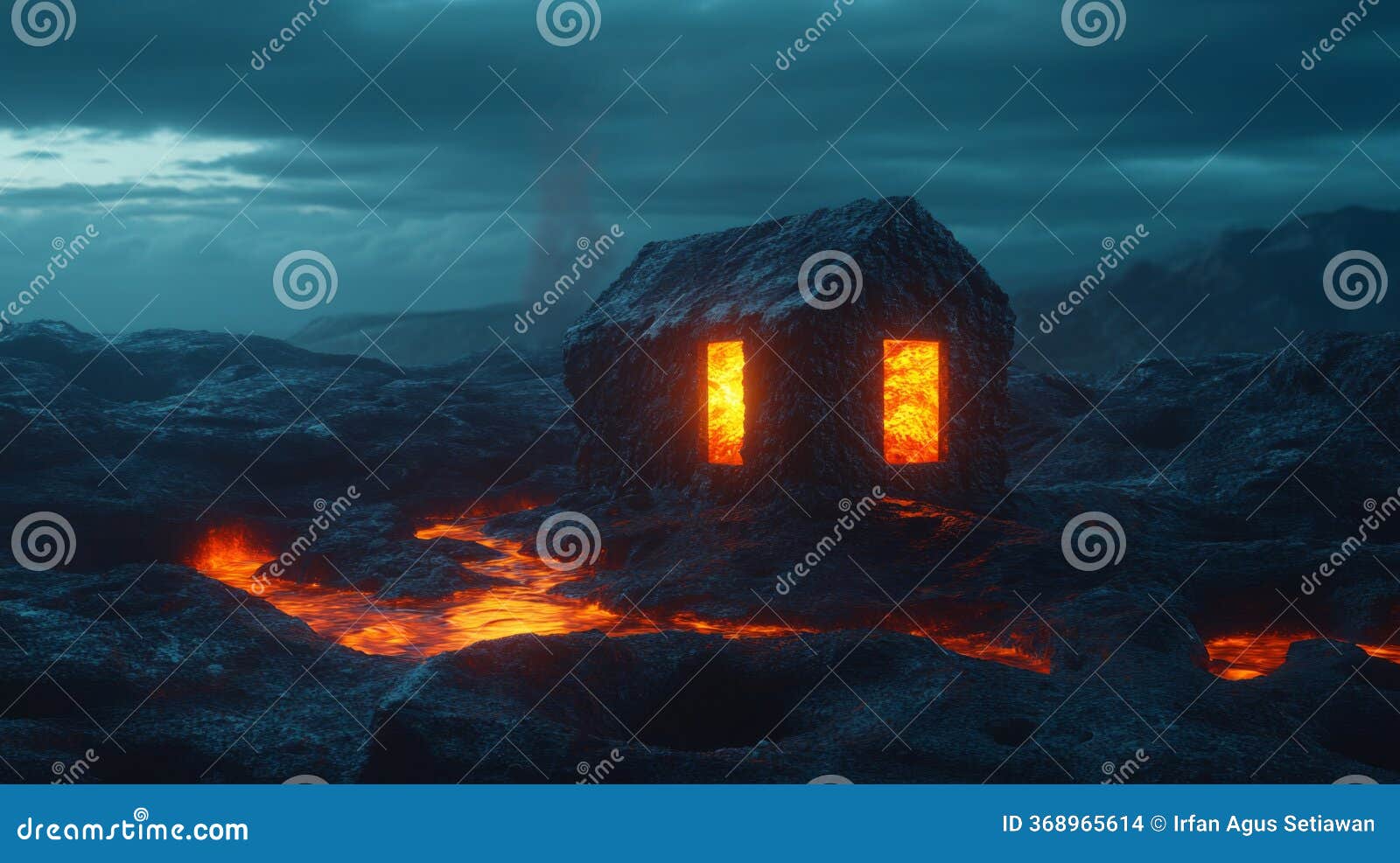 Fiery House Fire Engulfed In Flames At Night, Showing A Dramatic Scene ...