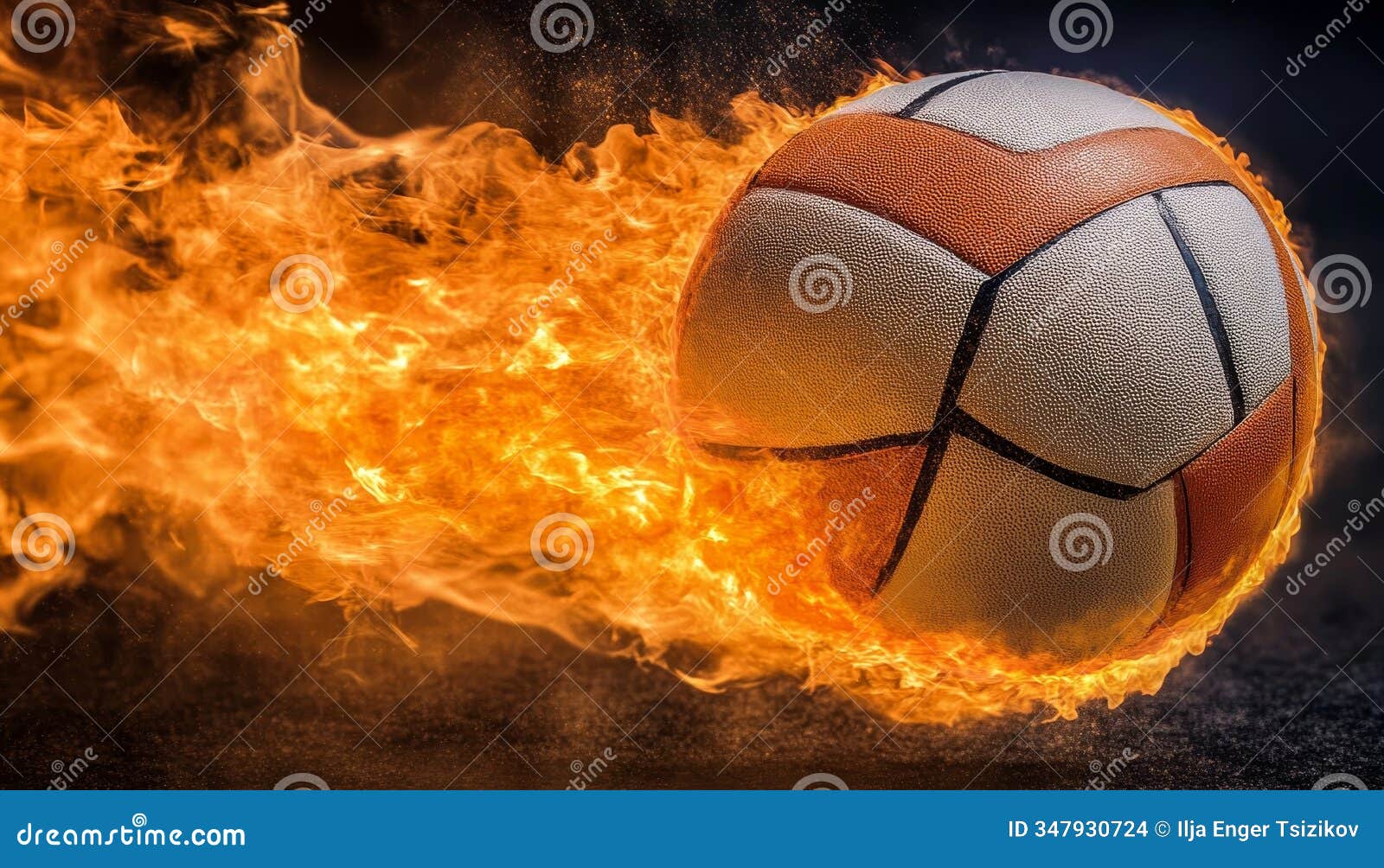 Fiery Volleyball on Fire Sporting Passion and Competition Background ...