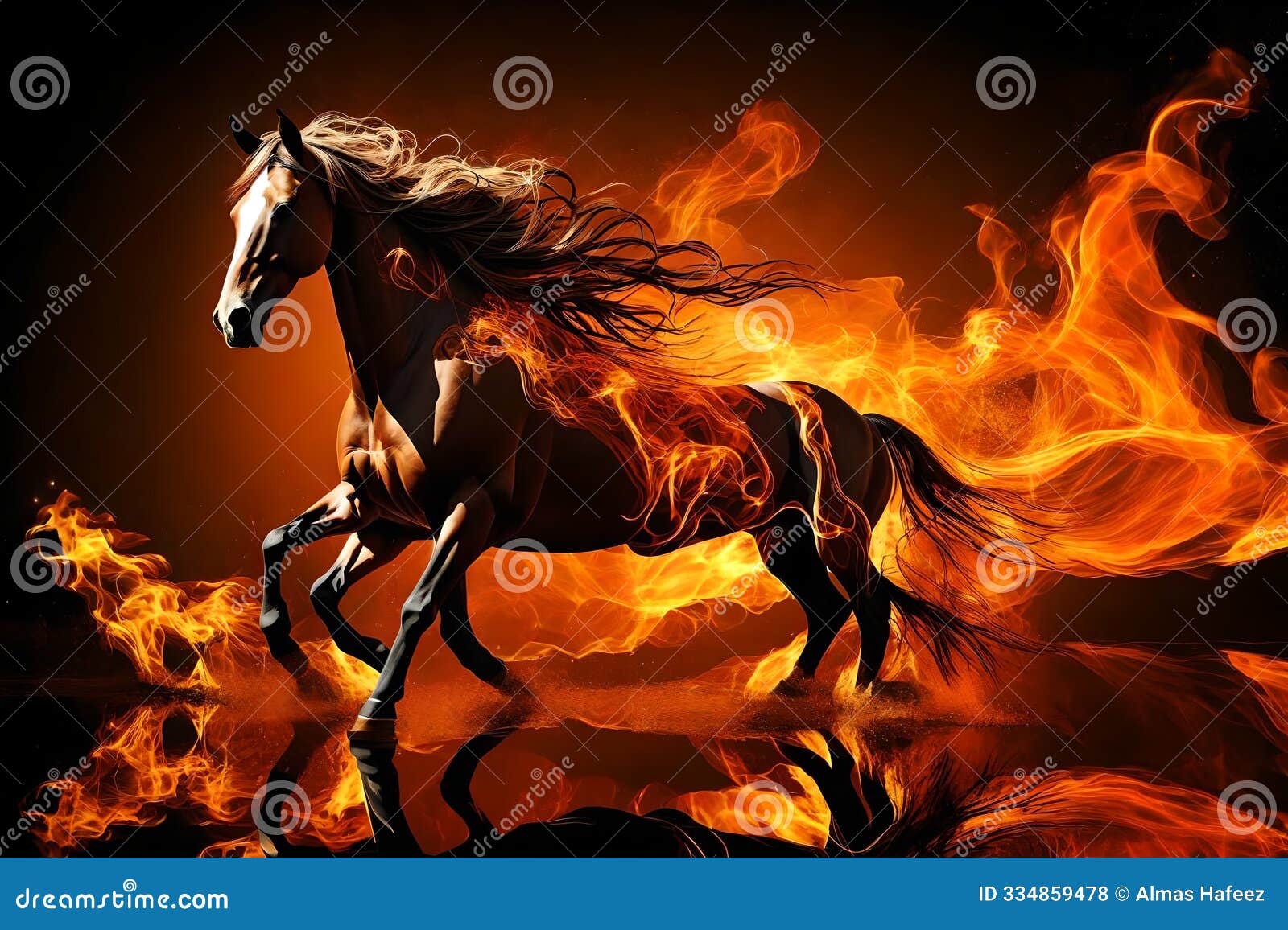 Fiery Wallpaper with a Horse Made of Flames Running through the Fire ...
