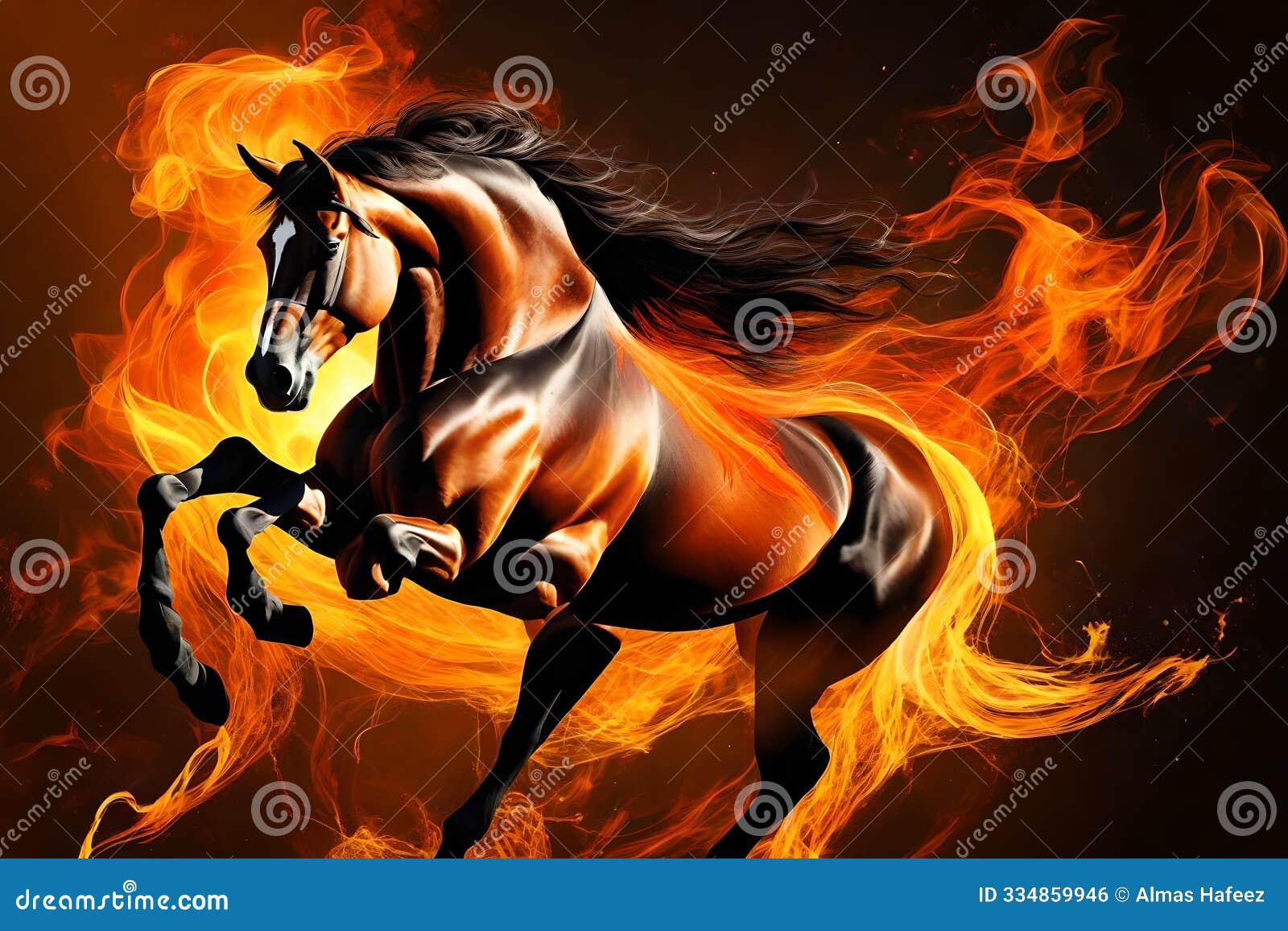 Fiery Wallpaper with a Horse Made of Flames Running through the Fire ...