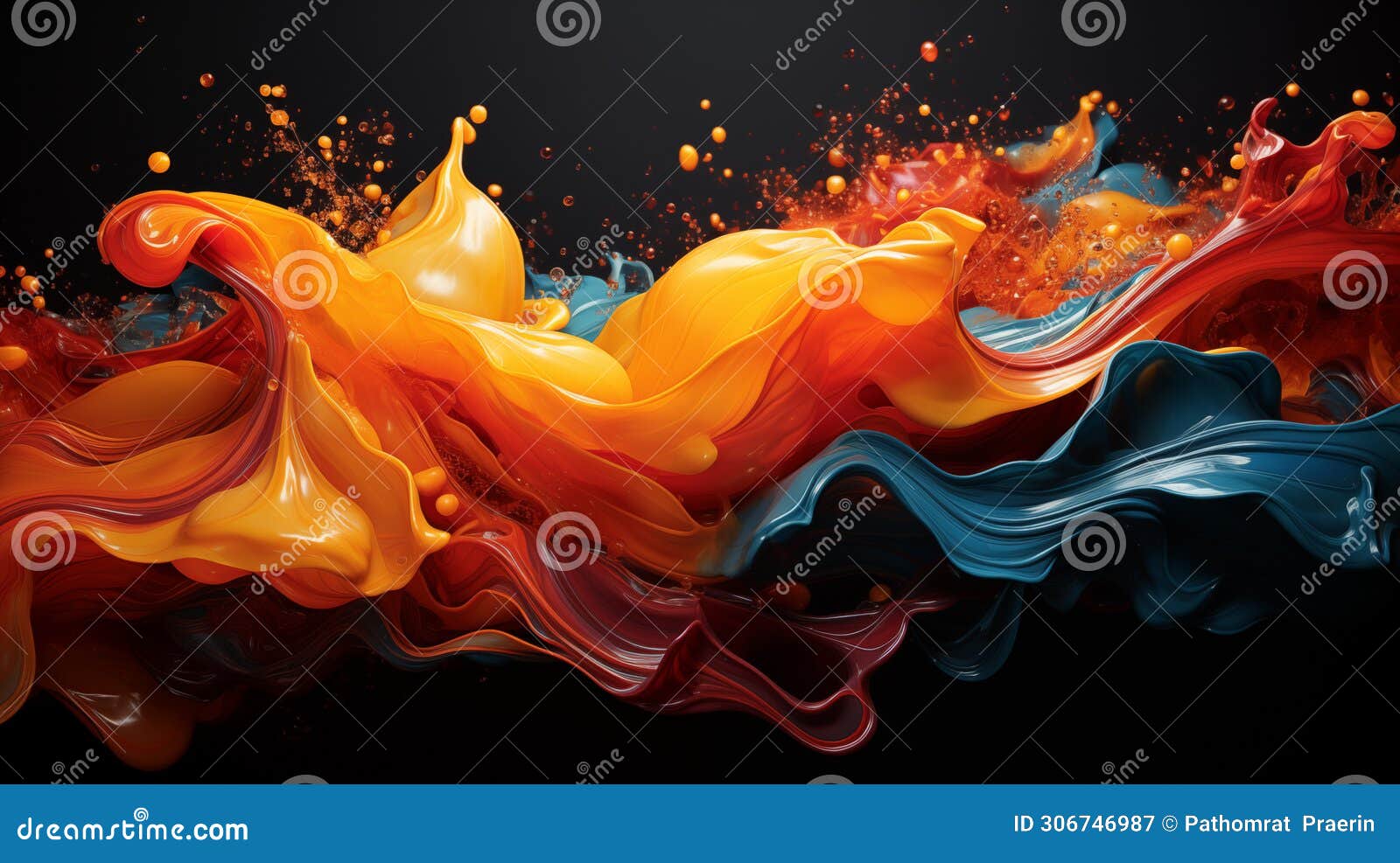 Fiery Wave: a Dynamic Composition of Fire and Flames Against a Black ...