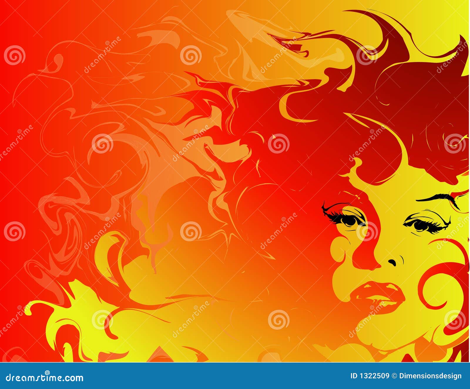 Fiery Woman Background Cartoon Vector | CartoonDealer.com #1322509