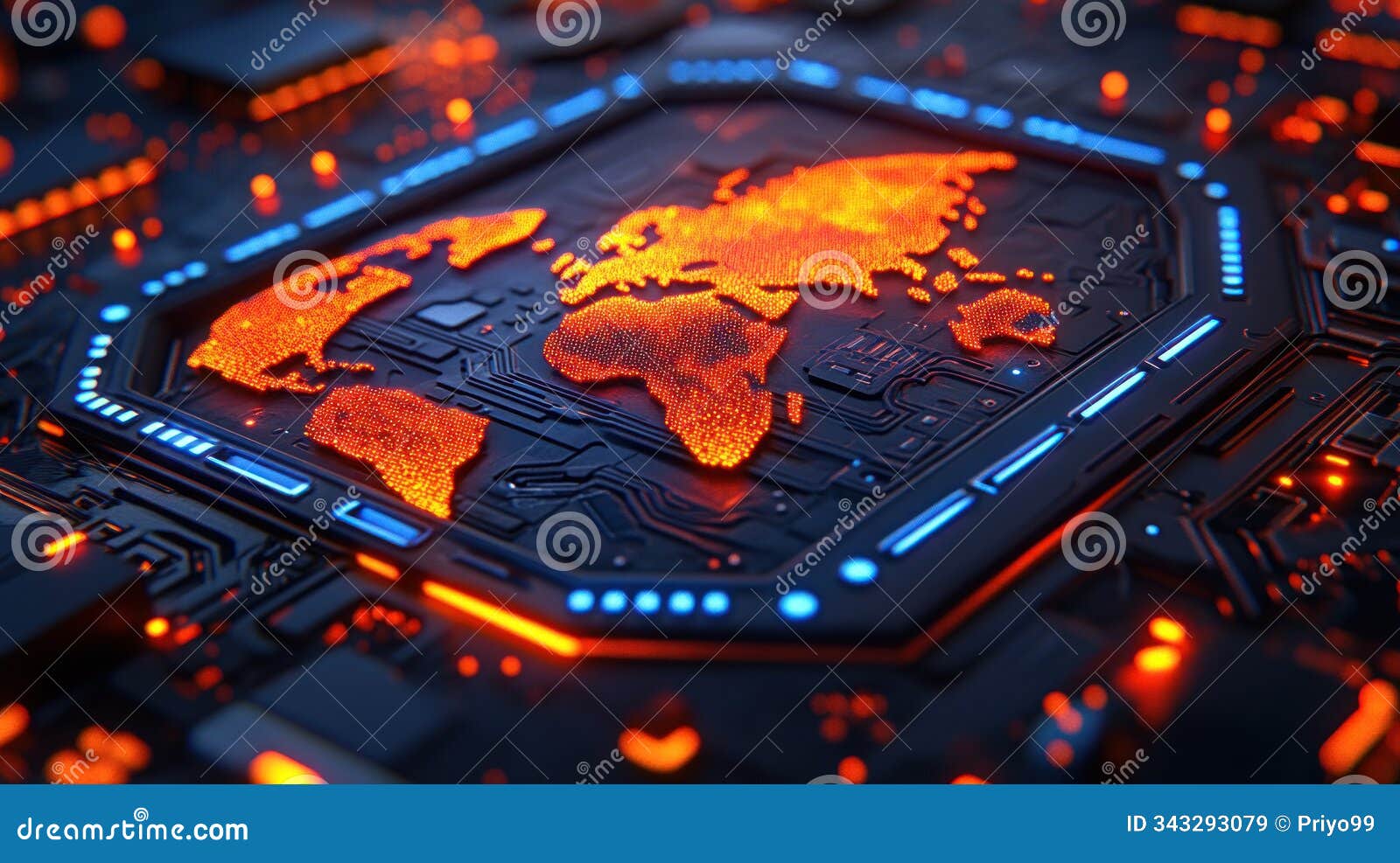 Fiery World Map Illustration Stock Photo | CartoonDealer.com #12498282