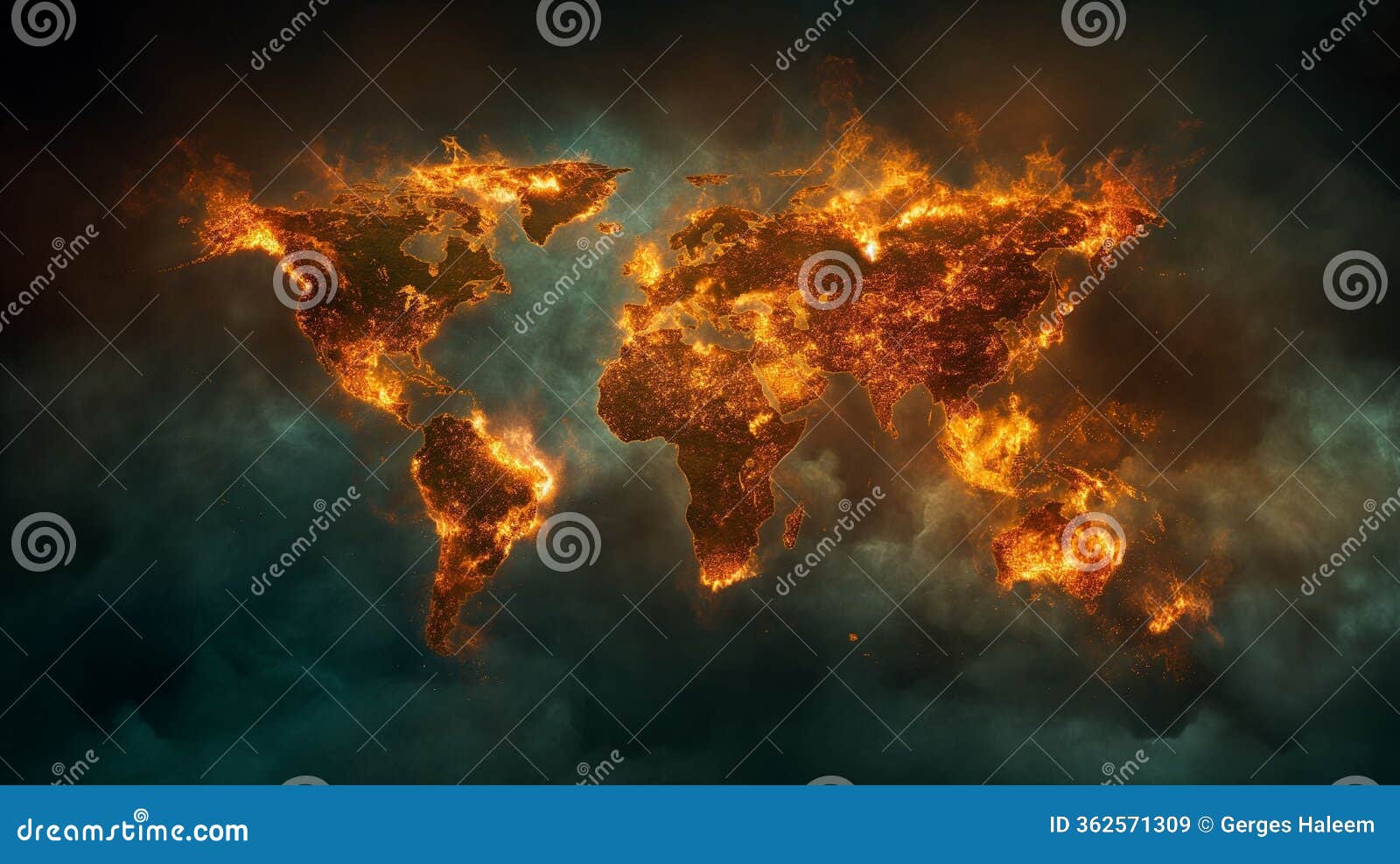 Fiery World Map Illustration Stock Photo | CartoonDealer.com #12498282