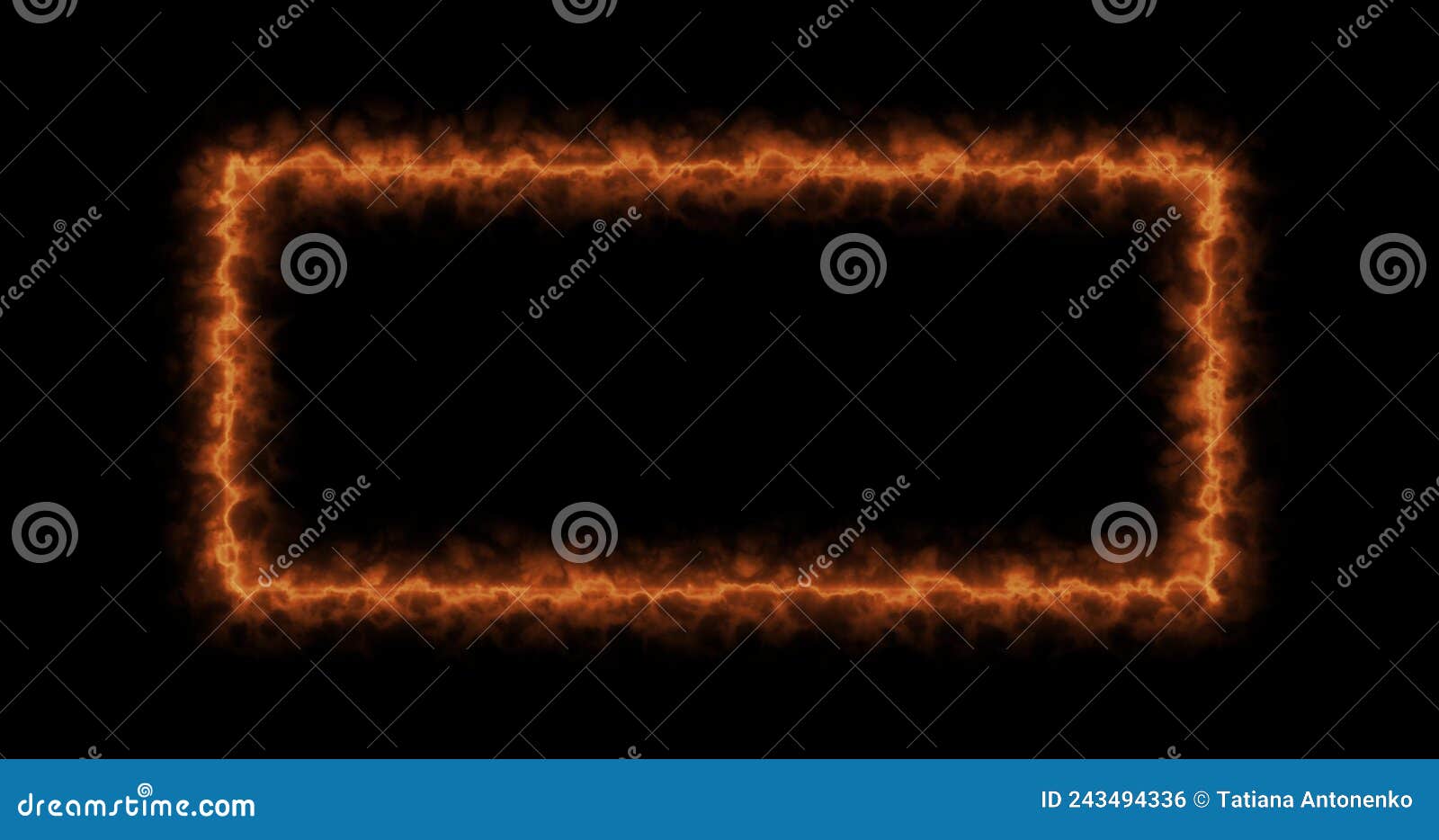 Fiery Yellow Red Rectangle on a Black Background. Abstract Rectangle ...