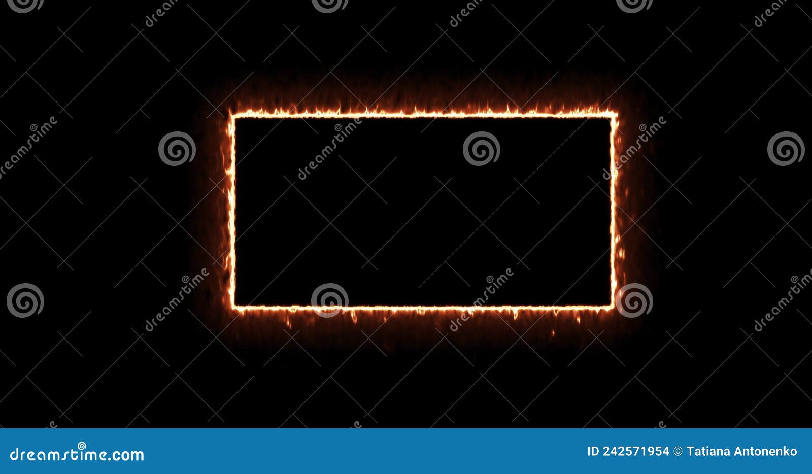 Fiery Yellow Red Rectangle on a Black Background. Abstract Rectangle ...