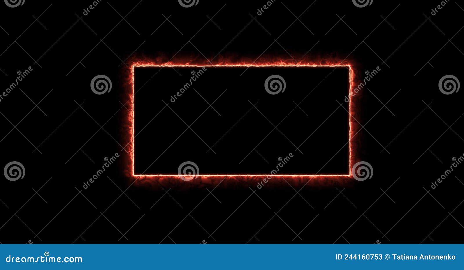 Fiery Yellow Red Rectangle on a Black Background. Abstract Rectangle ...