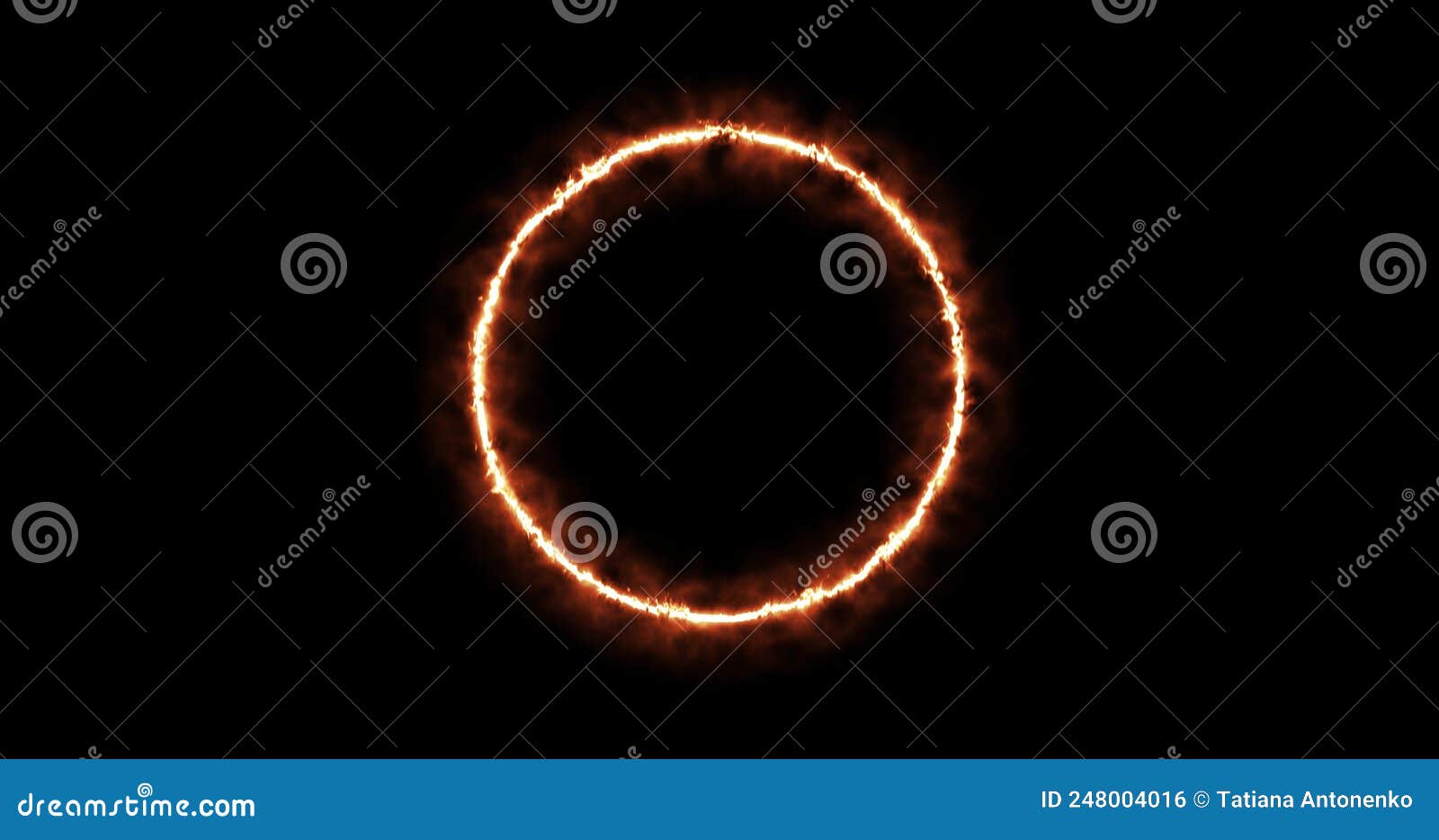 Fiery Yellow Red Ring on a Black Background. Abstract Circle of Solar ...