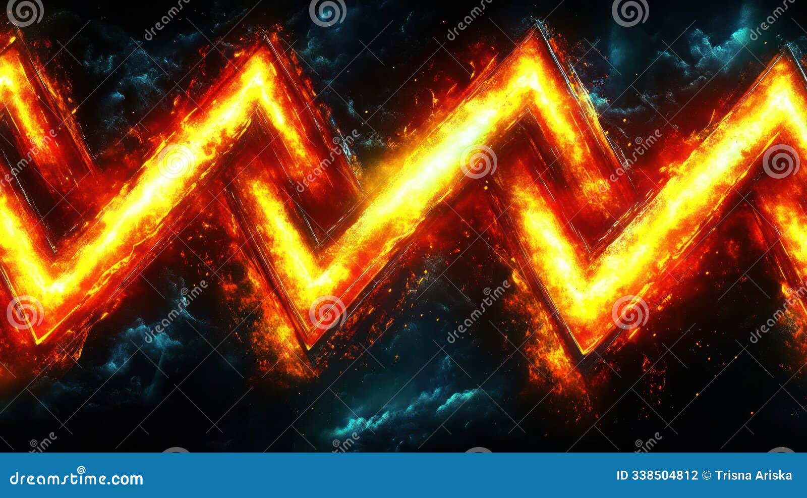 A Fiery Zigzag Pattern Against a Dark, Cloudy Background, Evoking ...