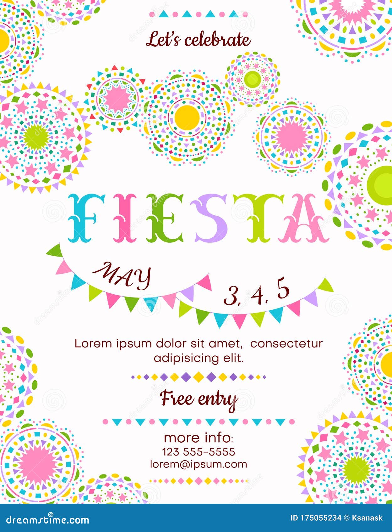 Fiesta Announcing Poster Template with Festive Decorative Elements ...