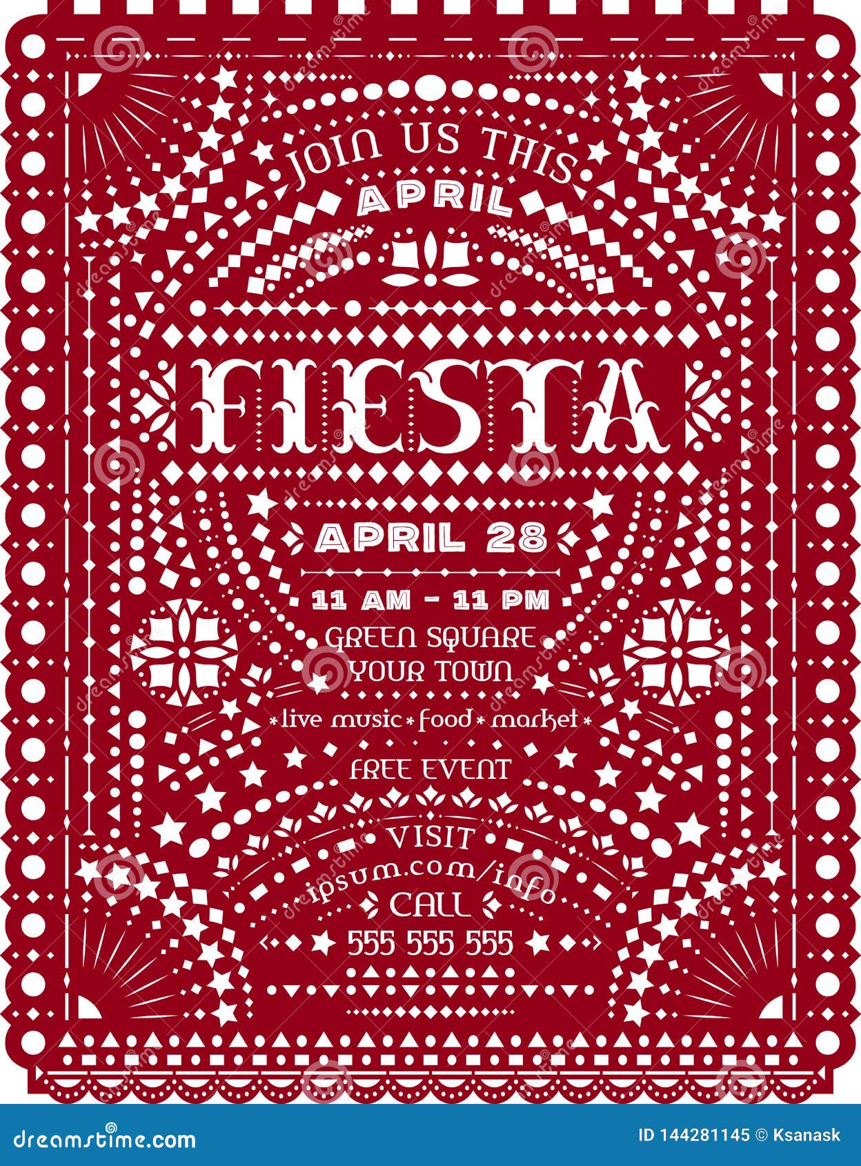 Fiesta Celebration Poster Design with Paper Cut. Stock Vector ...