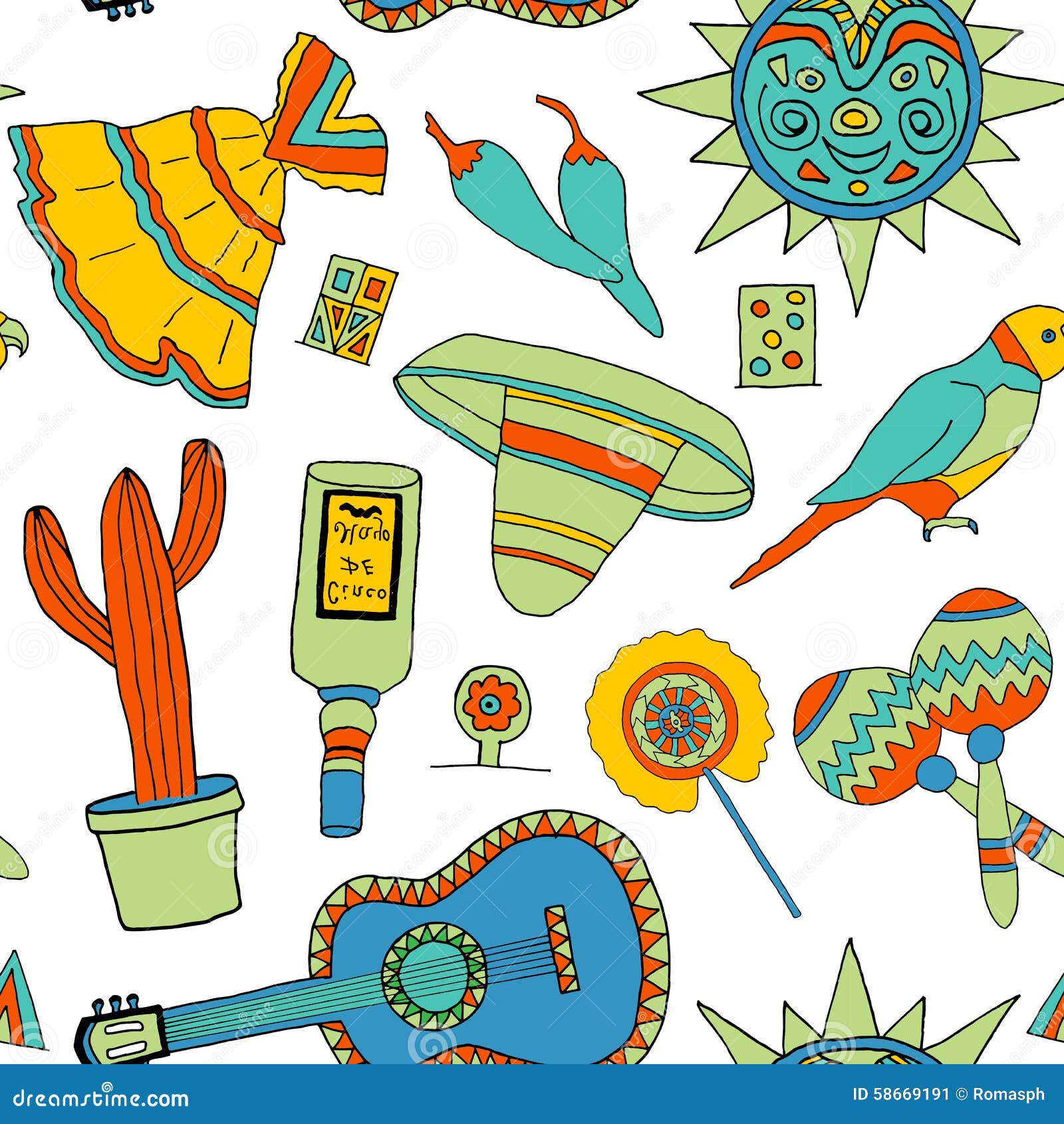 Fiesta elements stock vector. Illustration of ethnicity - 58669191