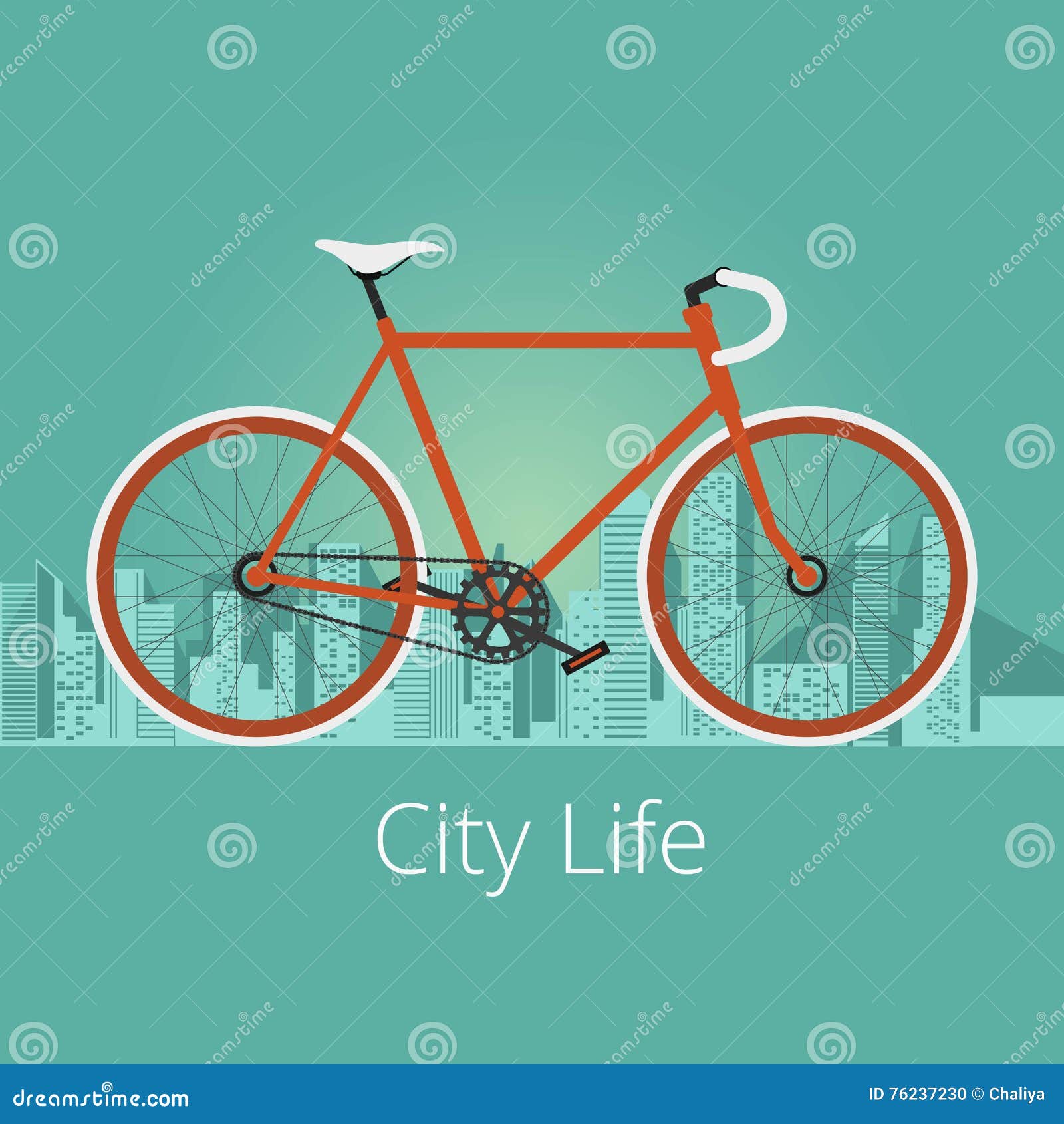 Fiets Het Cirkelen in De Stad Het Stadsleven Met Fiets Vector ...