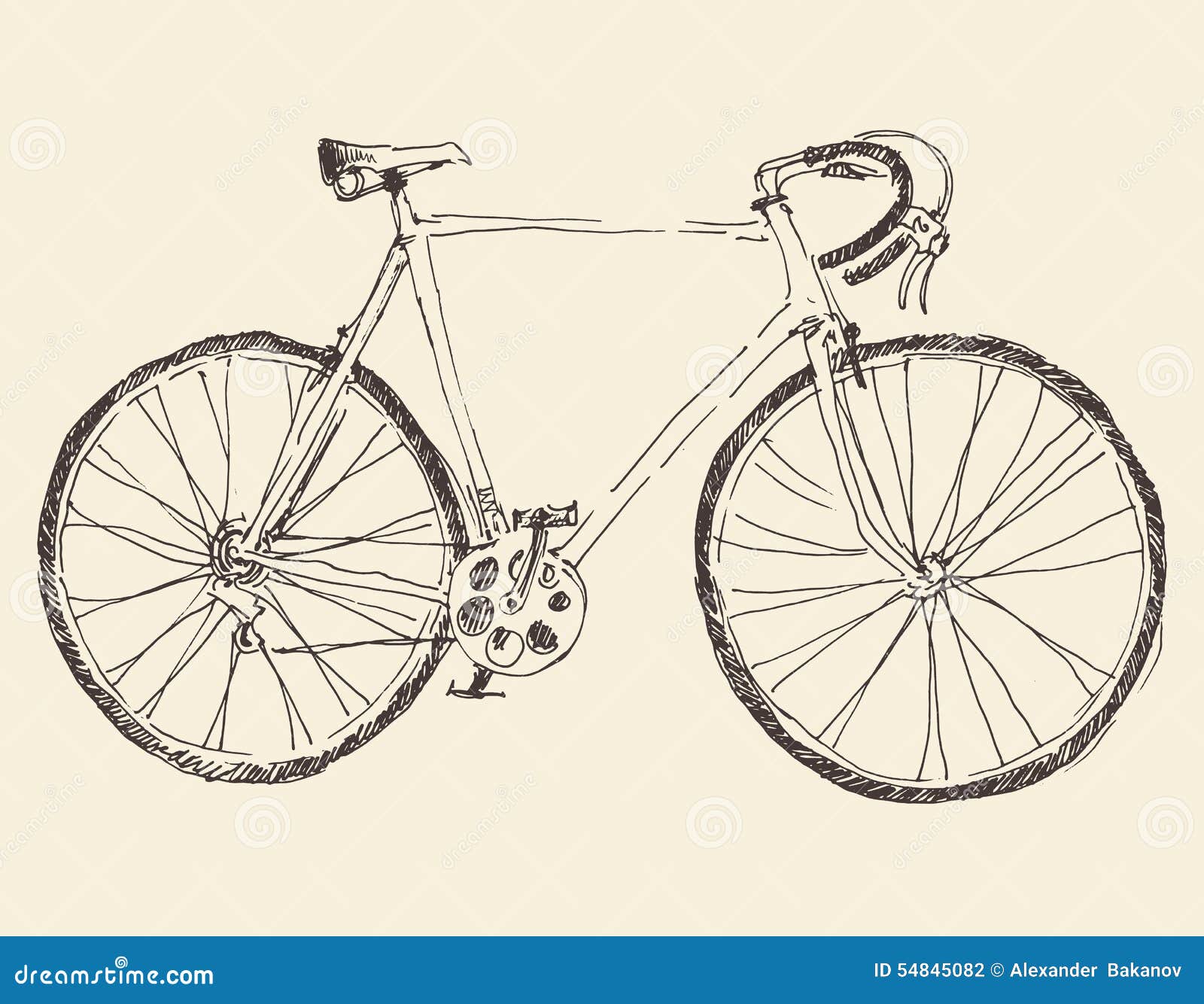Fiets, Het Rennen Fiets, Getrokken Hand, Schets Vector Illustratie ...