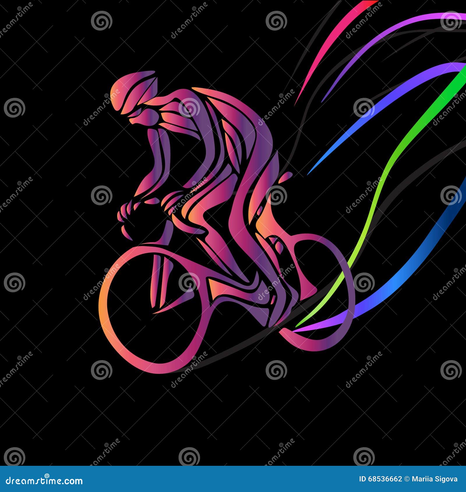 Fietser in Een Fietsras Kleurenvector Clipart Vector Illustratie ...