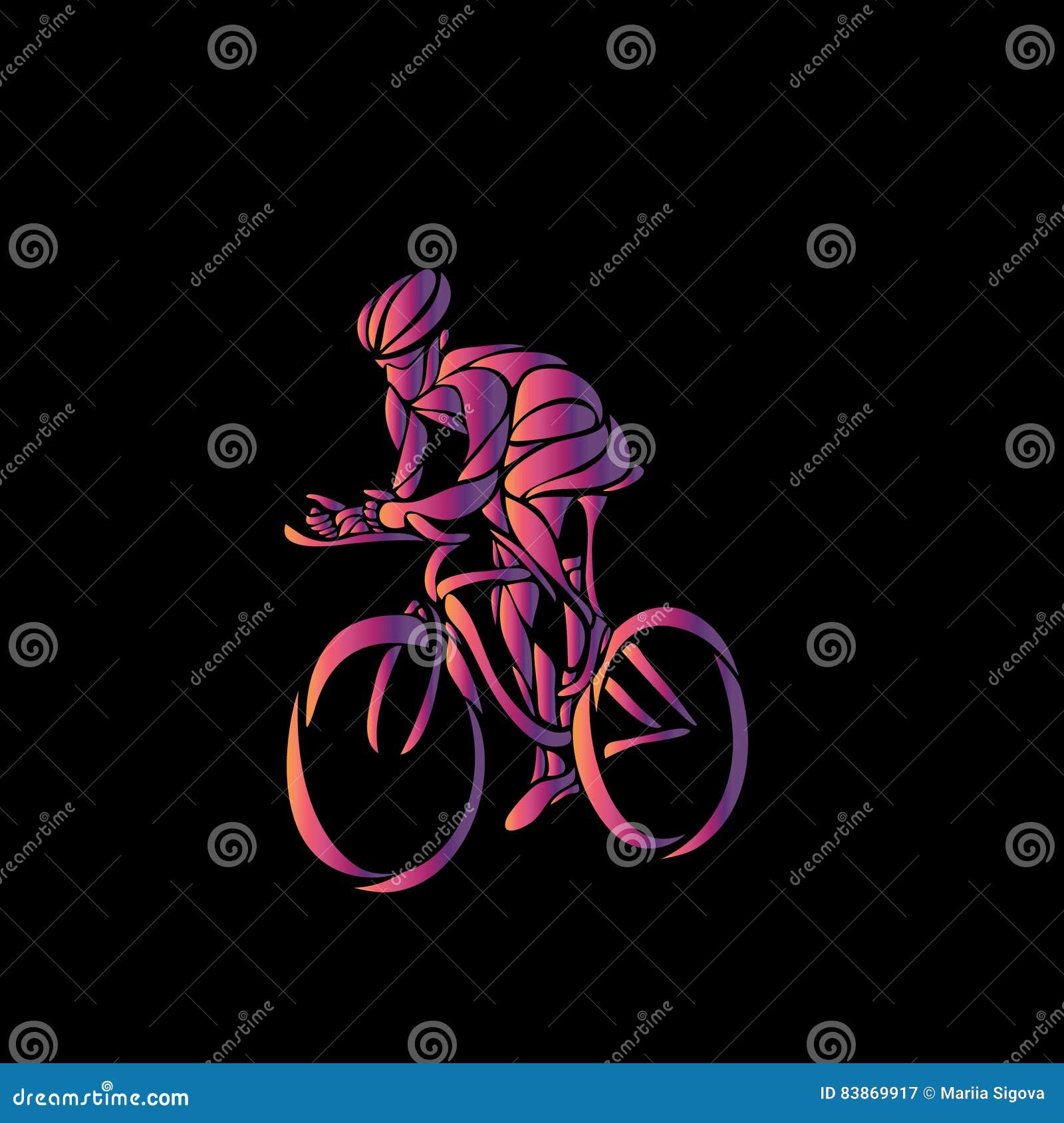 Fietser in Een Fietsras Kleurenvector Clipart Vector Illustratie ...