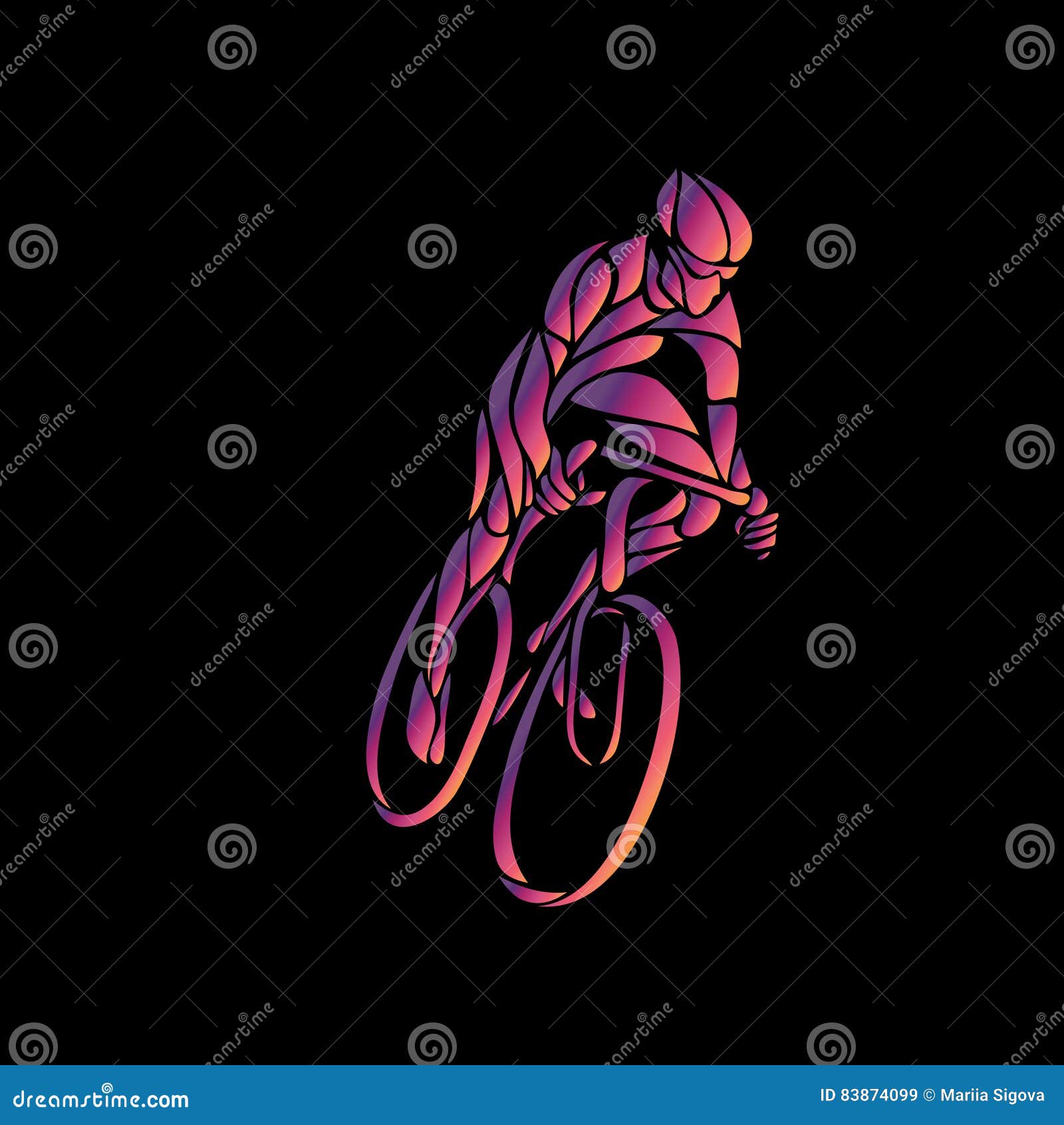 Fietser in Een Fietsras Kleurenvector Clipart Vector Illustratie ...