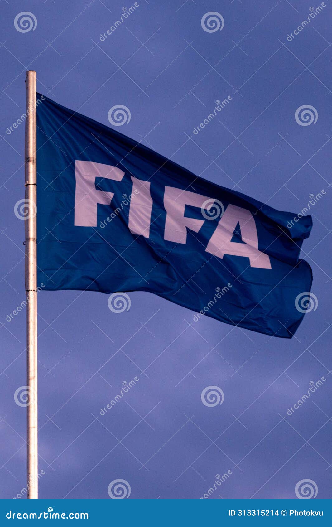 FIFA flag on the stadium editorial stock image. Image of soccer - 313315214