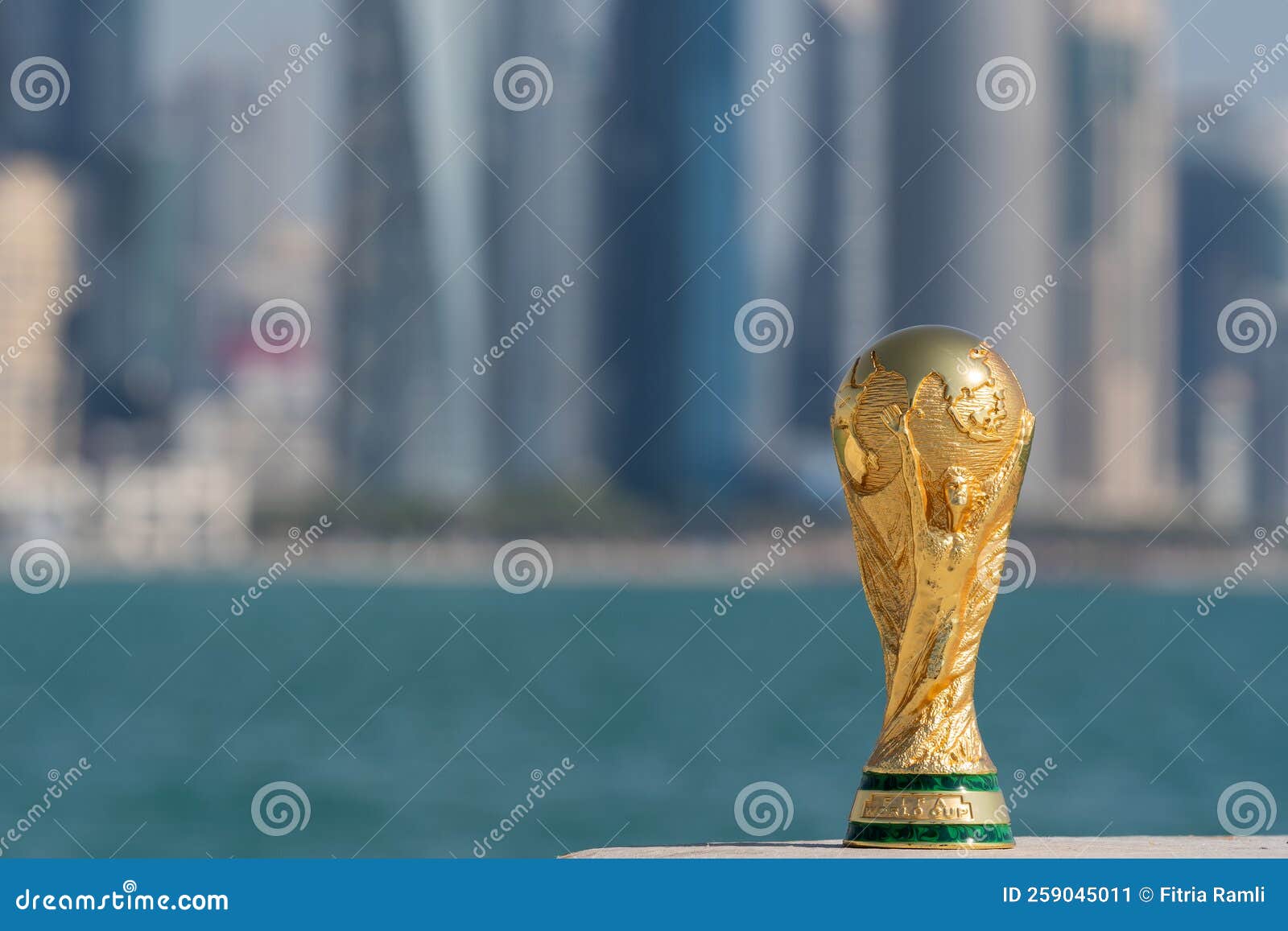 FIFA World Cup Trophy on the Doha Corniche, Qatar. Editorial Photo ...