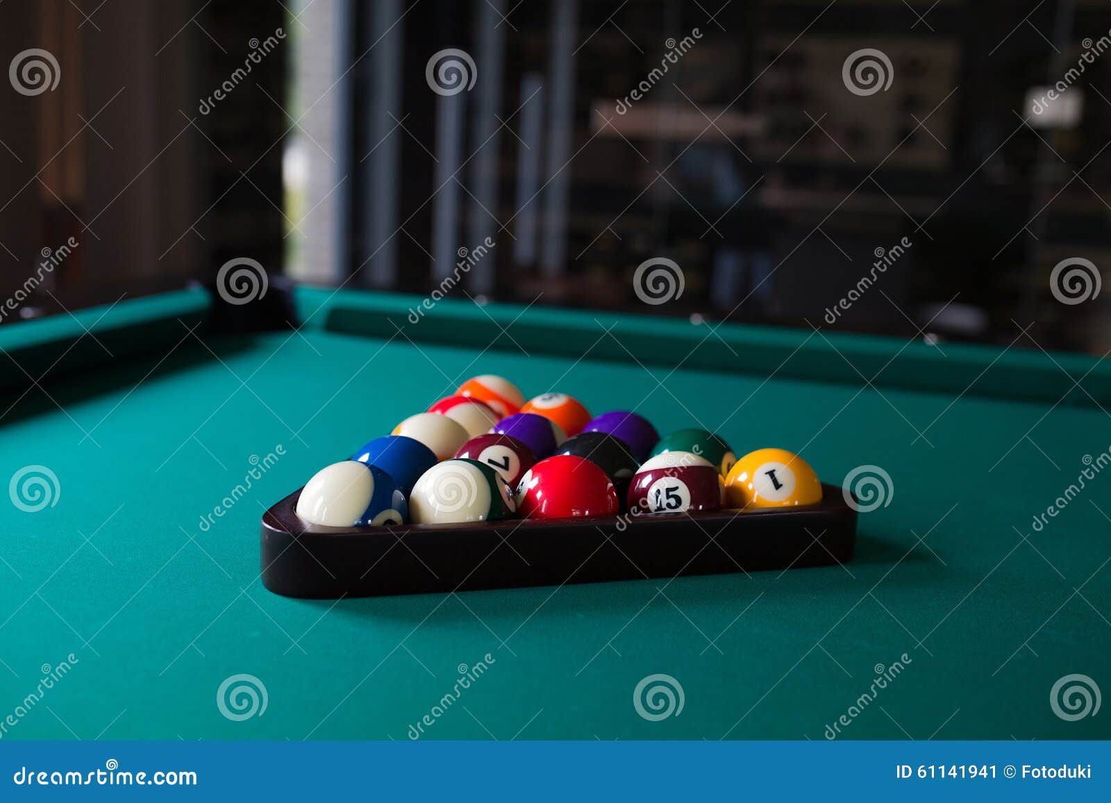 Fifteen Ball on Green Billiard Table Stock Image - Image of object ...