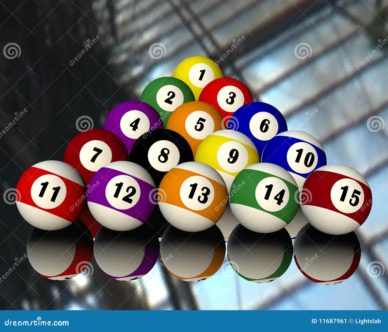 Fifteen Pool Billiard Balls Stock Illustration - Illustration of hobby ...