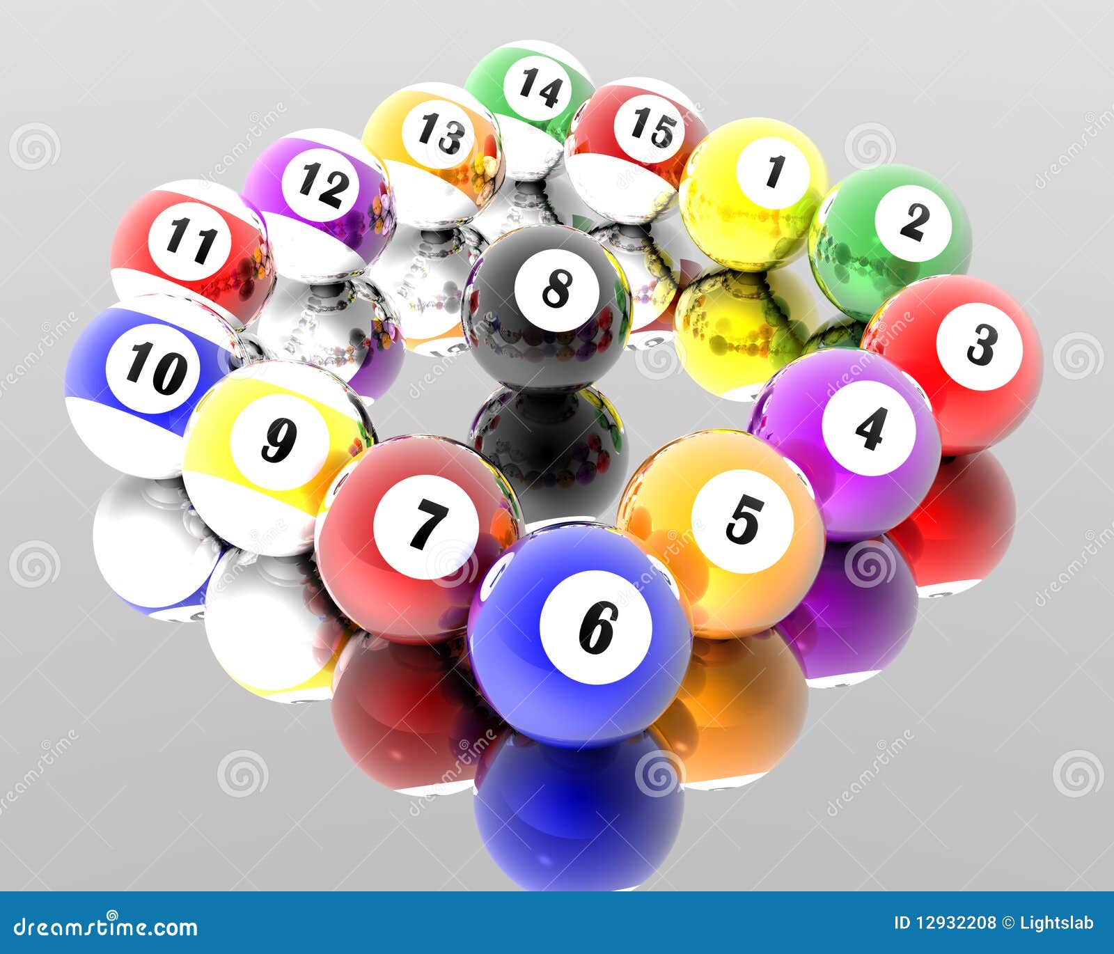 Fifteen Pool Billiard Balls Stock Illustration - Illustration of break ...