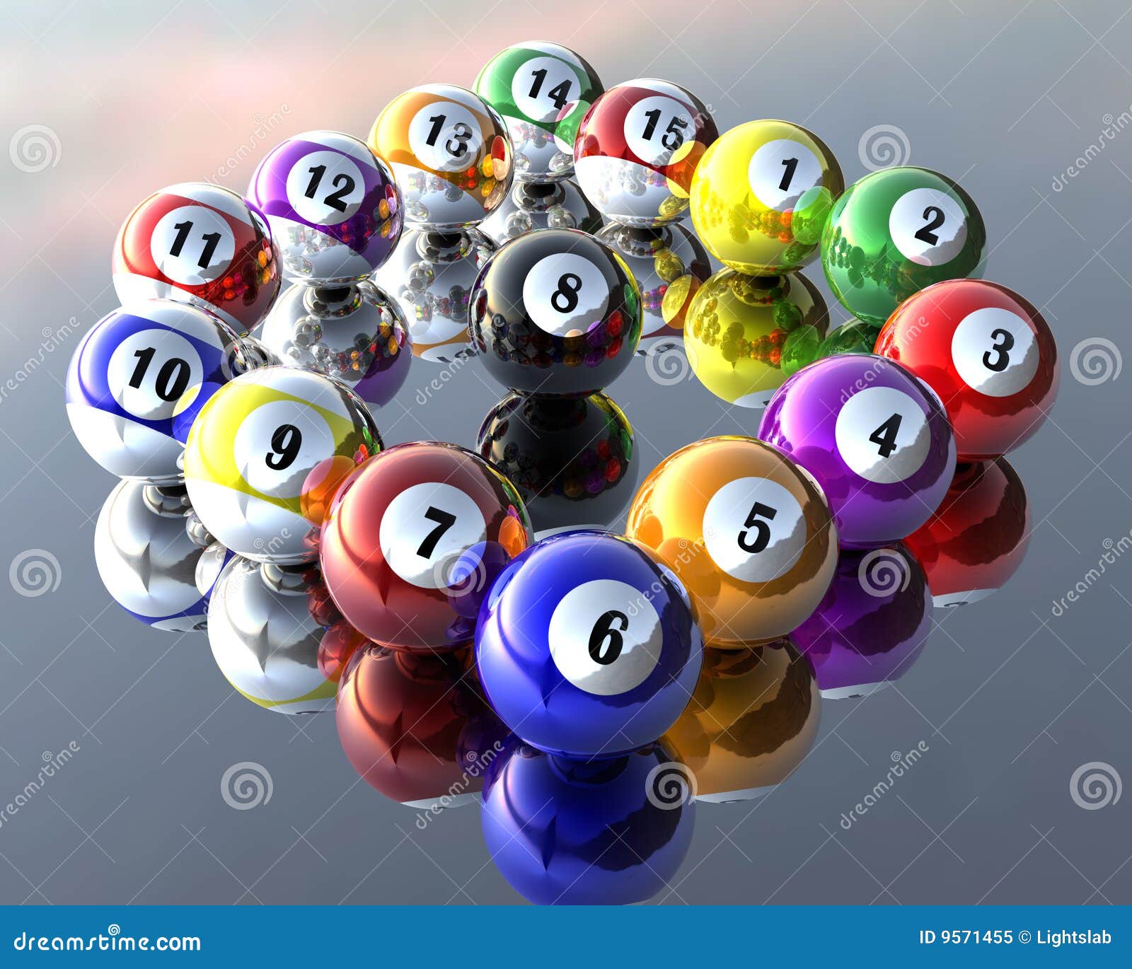 Fifteen Pool Billiard Balls Stock Illustration - Illustration of match ...