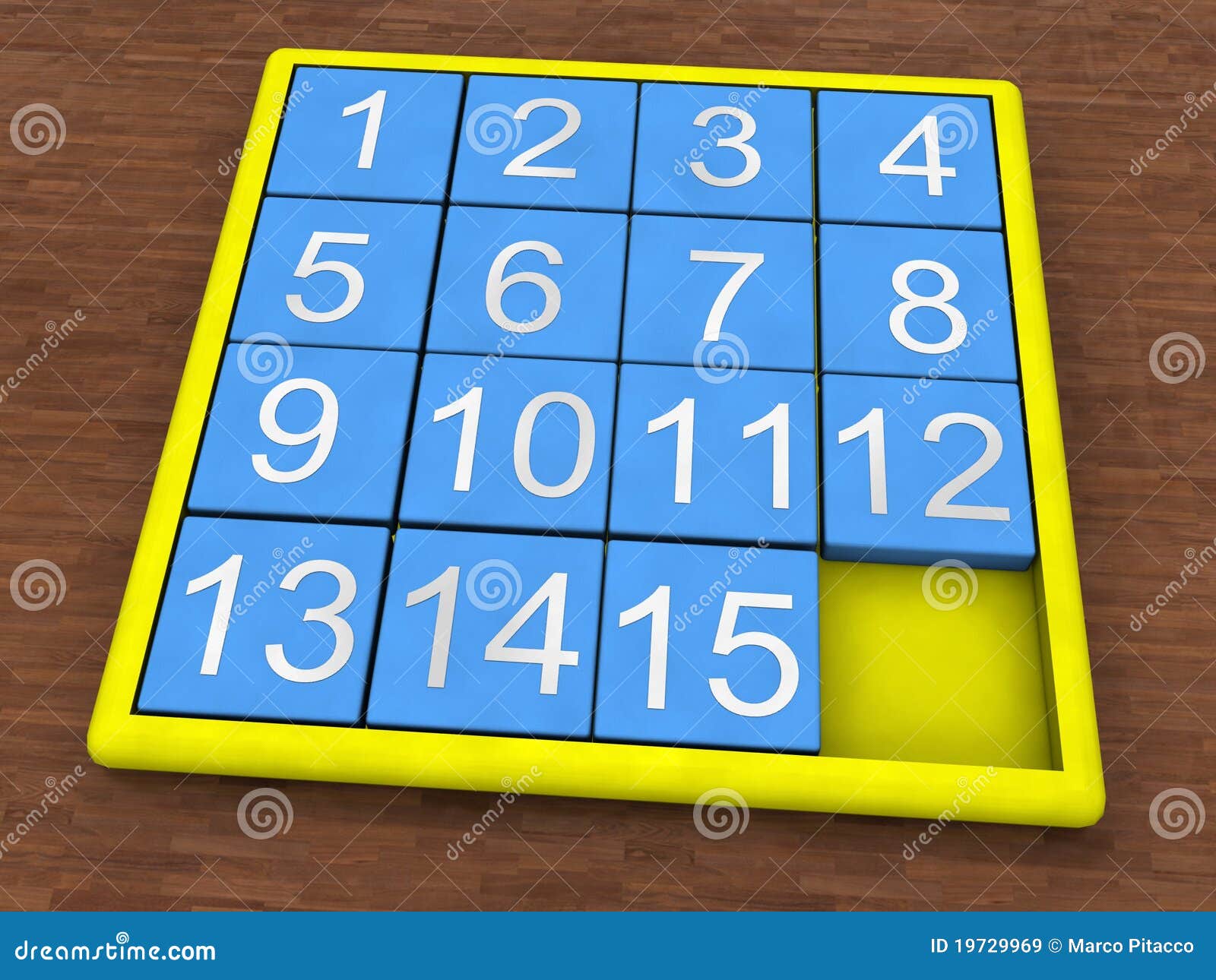Fifteen puzzle stock illustration. Illustration of square - 19729969
