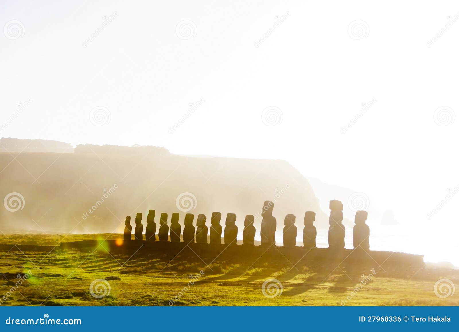 One Standing Moai In Evening Sunlight Stock Photography | CartoonDealer ...