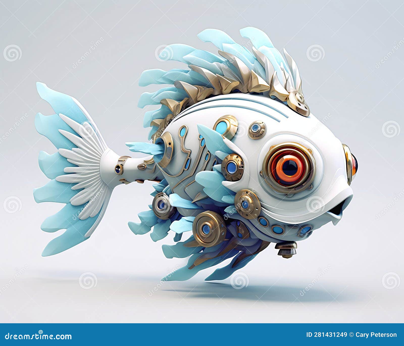 The Fifth Element: a White Fish with Blue Gold Decorations and O Stock ...