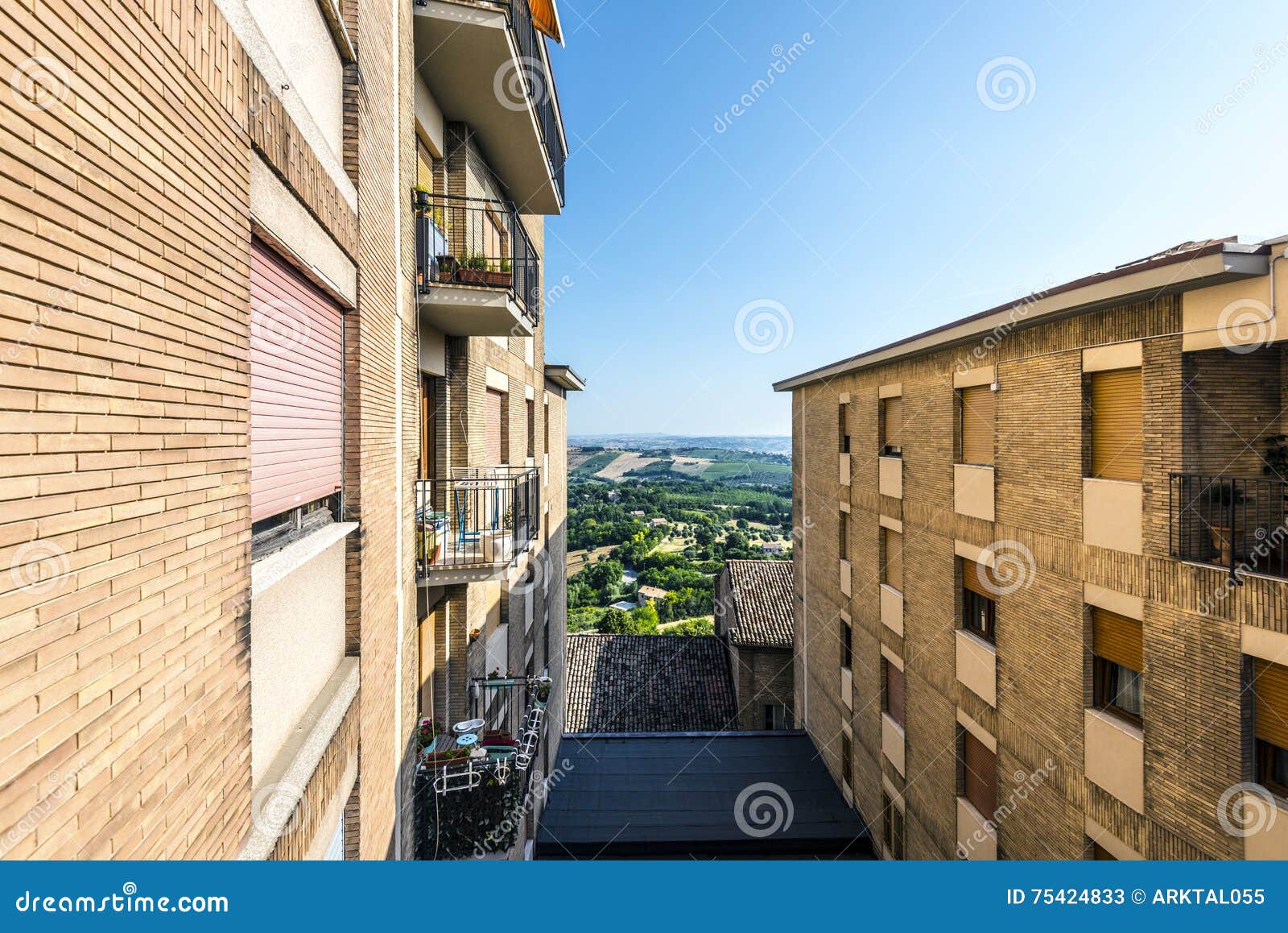 Fifth floor view stock image. Image of glass, buildings - 75424833