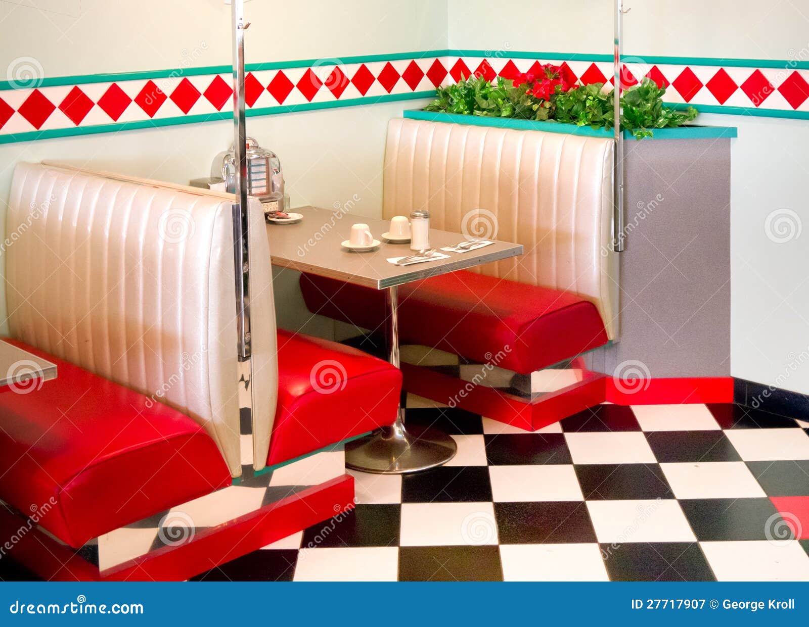 Fifties Style Restaurant Diner Table Stock Image - Image of spoon ...
