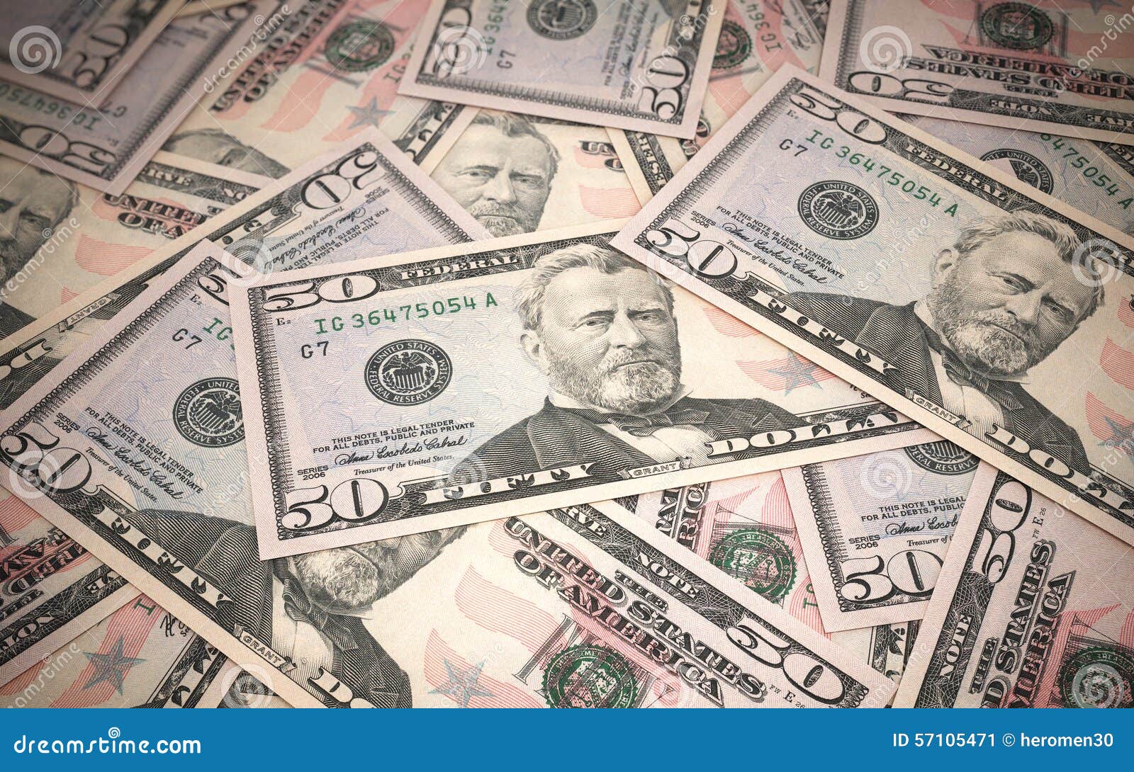 Fifty dollar banknotes stock illustration. Illustration of render ...