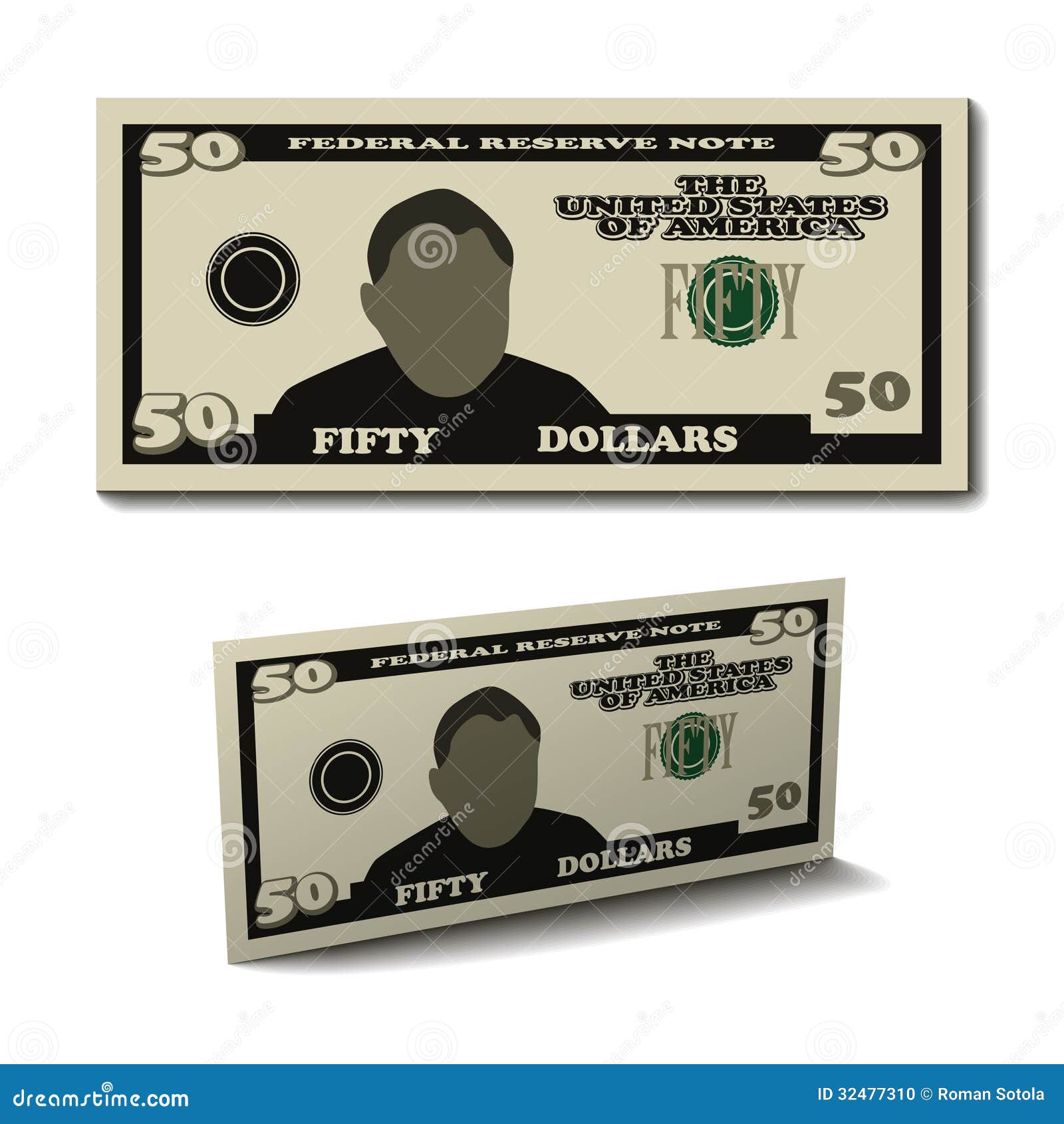 Fifty Dollar Bill Detail Cartoon Vector | CartoonDealer.com #5410195