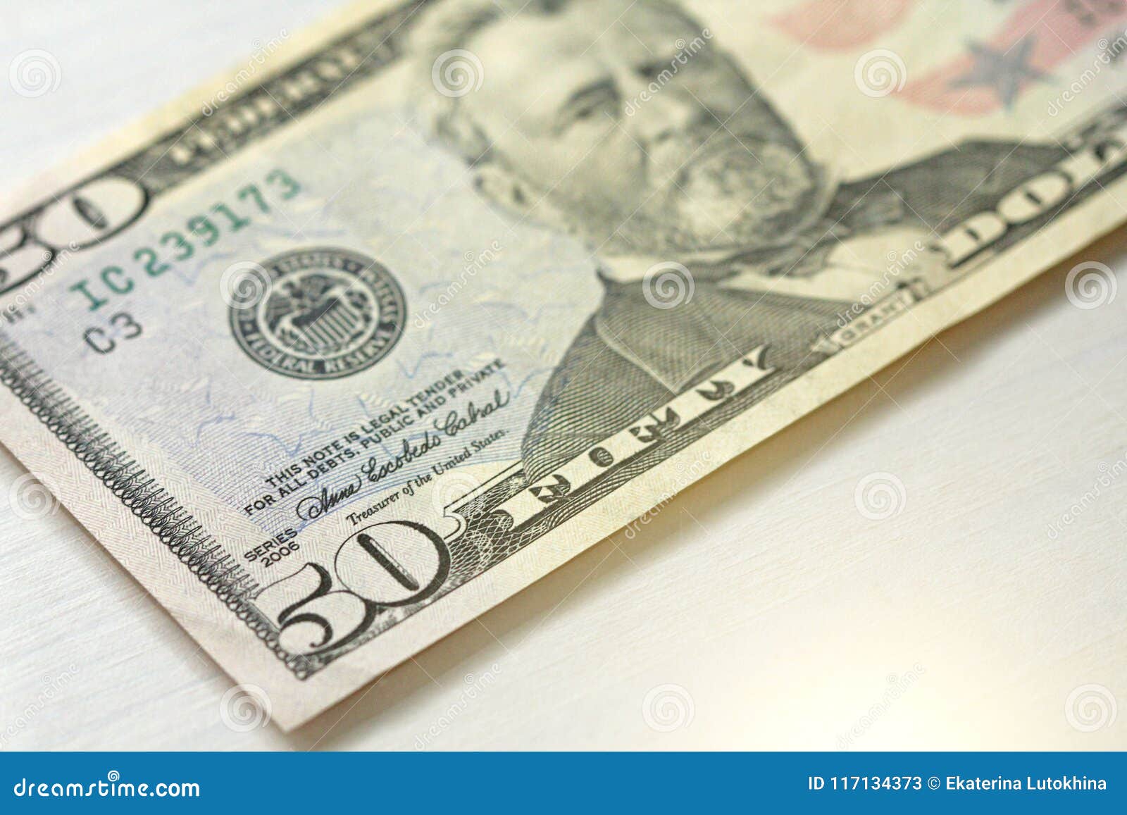 Fifty Dollars with One Note. 50 Dollars Stock Image - Image of finance ...