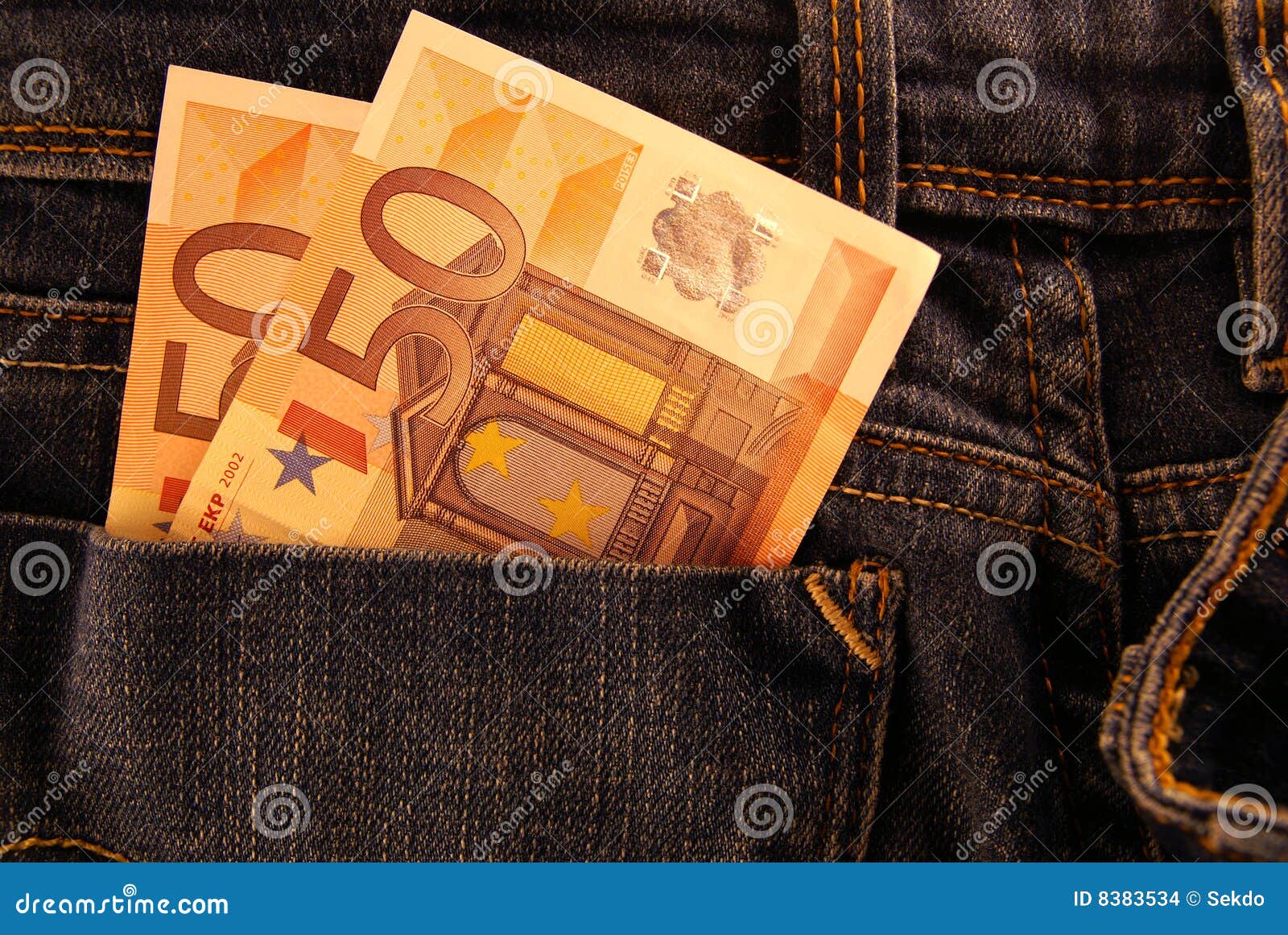 Euro Banknotes in Jean Pockets Stock Photo - Image of cash, pocket: 8383534