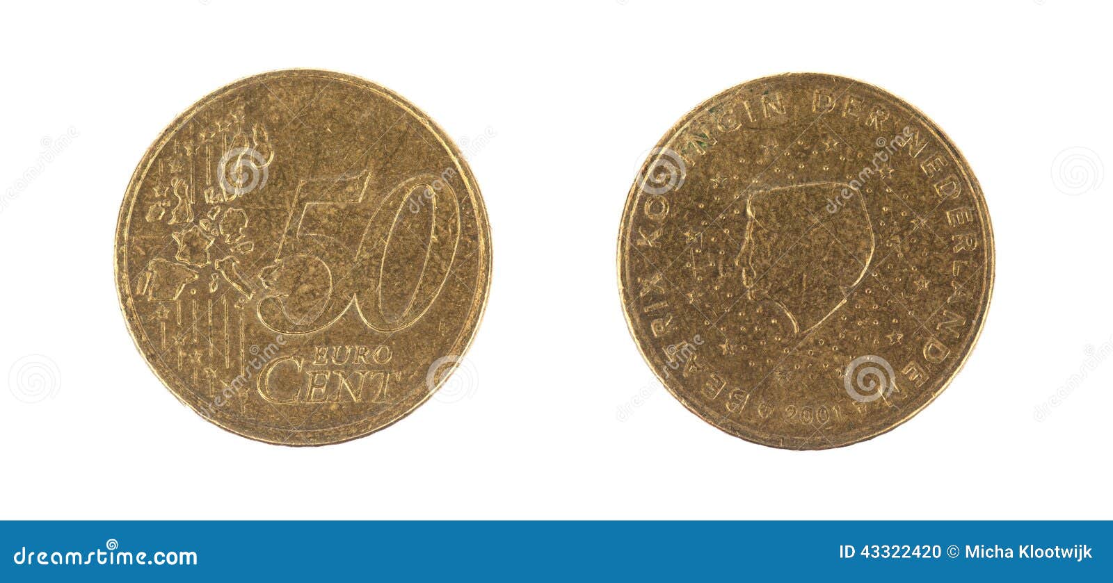 Fifty Euro Cent on White Background Stock Photo - Image of horizontal ...