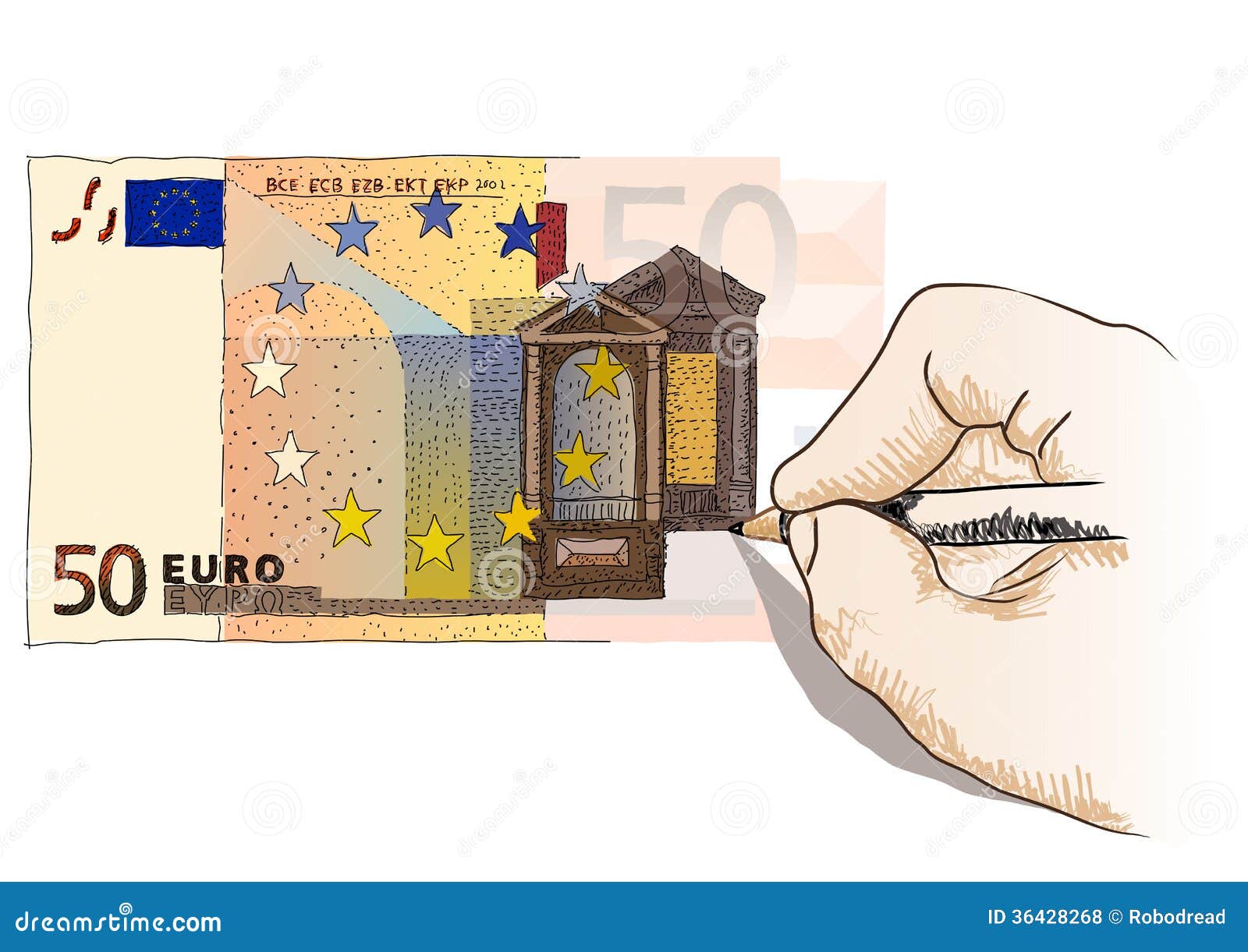 Fifty euro stock vector. Illustration of payment, draw - 36428268