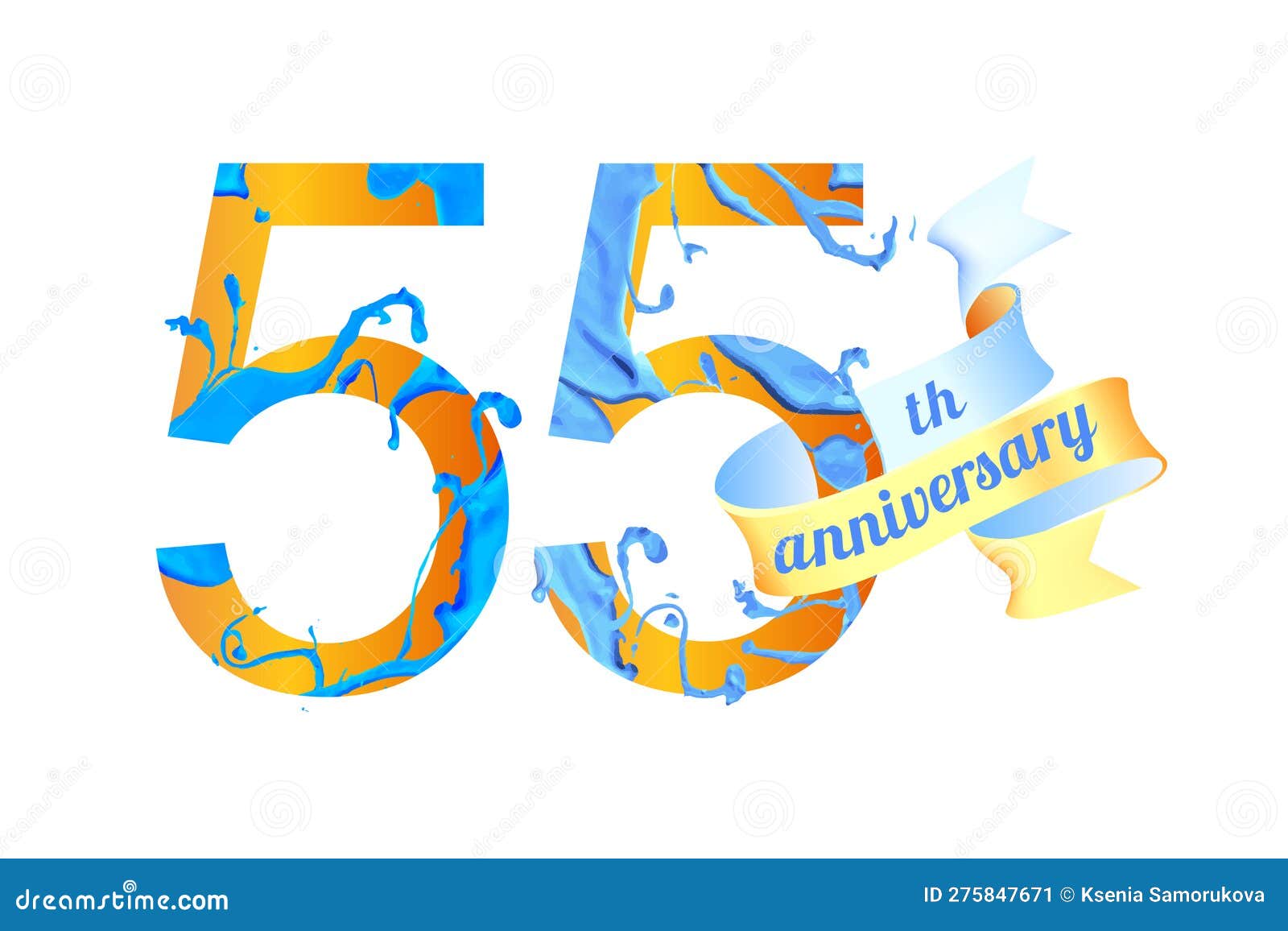 Fifty Five Anniversary, Minimalistic Logo. Fifty Fifth Years, 55th ...