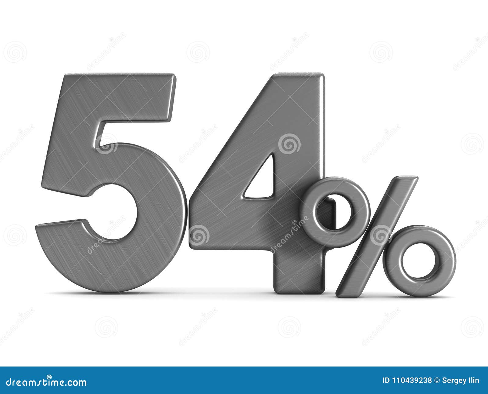 Fifty Four Percent on White Background. Isolated 3D Illustration Stock ...