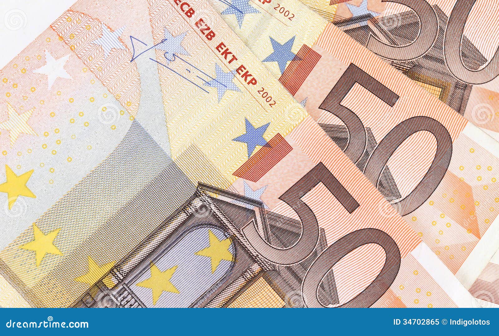 Fifty Hundred Euro Banknotes in a Row. Stock Image - Image of money ...