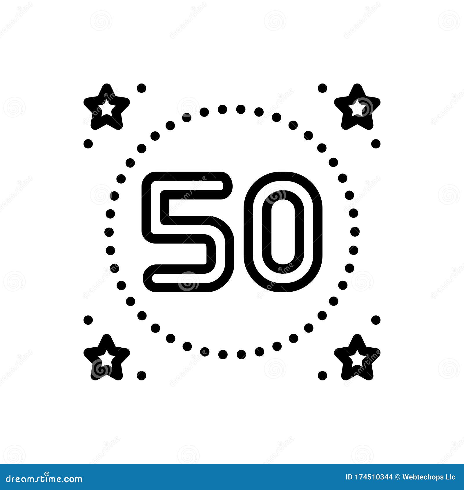 Black Line Icon for Fifty, Date and Number Stock Vector - Illustration ...